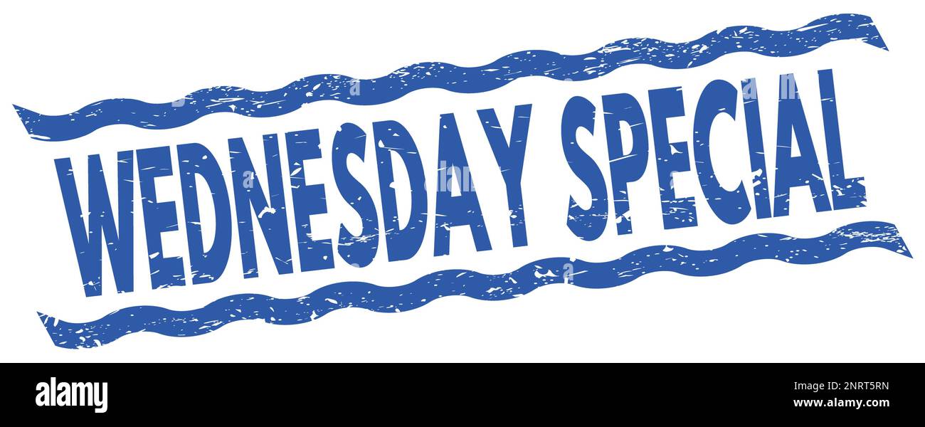 WEDNESDAY SPECIAL text written on blue lines stamp sign Stock Photo - Alamy