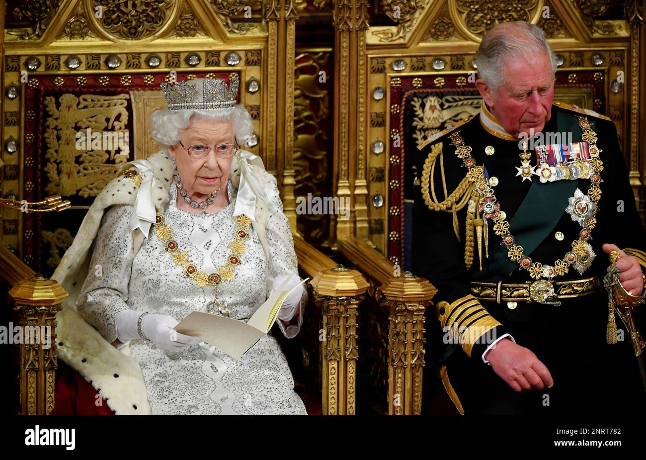 Britain's Queen Elizabeth II delivers the Queen's Speech during the ...