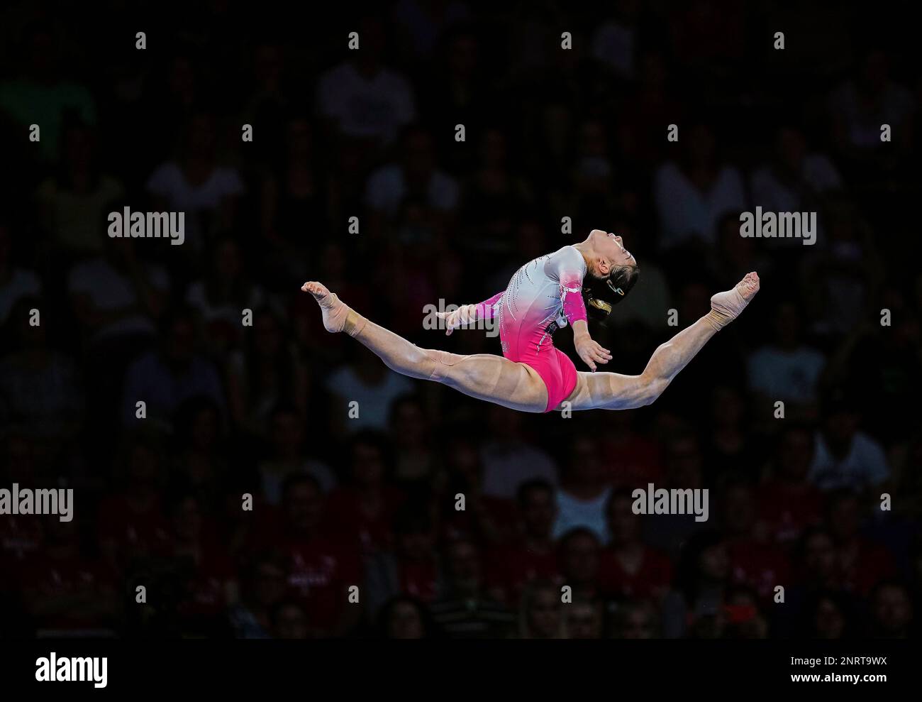 October 13, 2019: Shijia Li of China competing in balance beam for ...