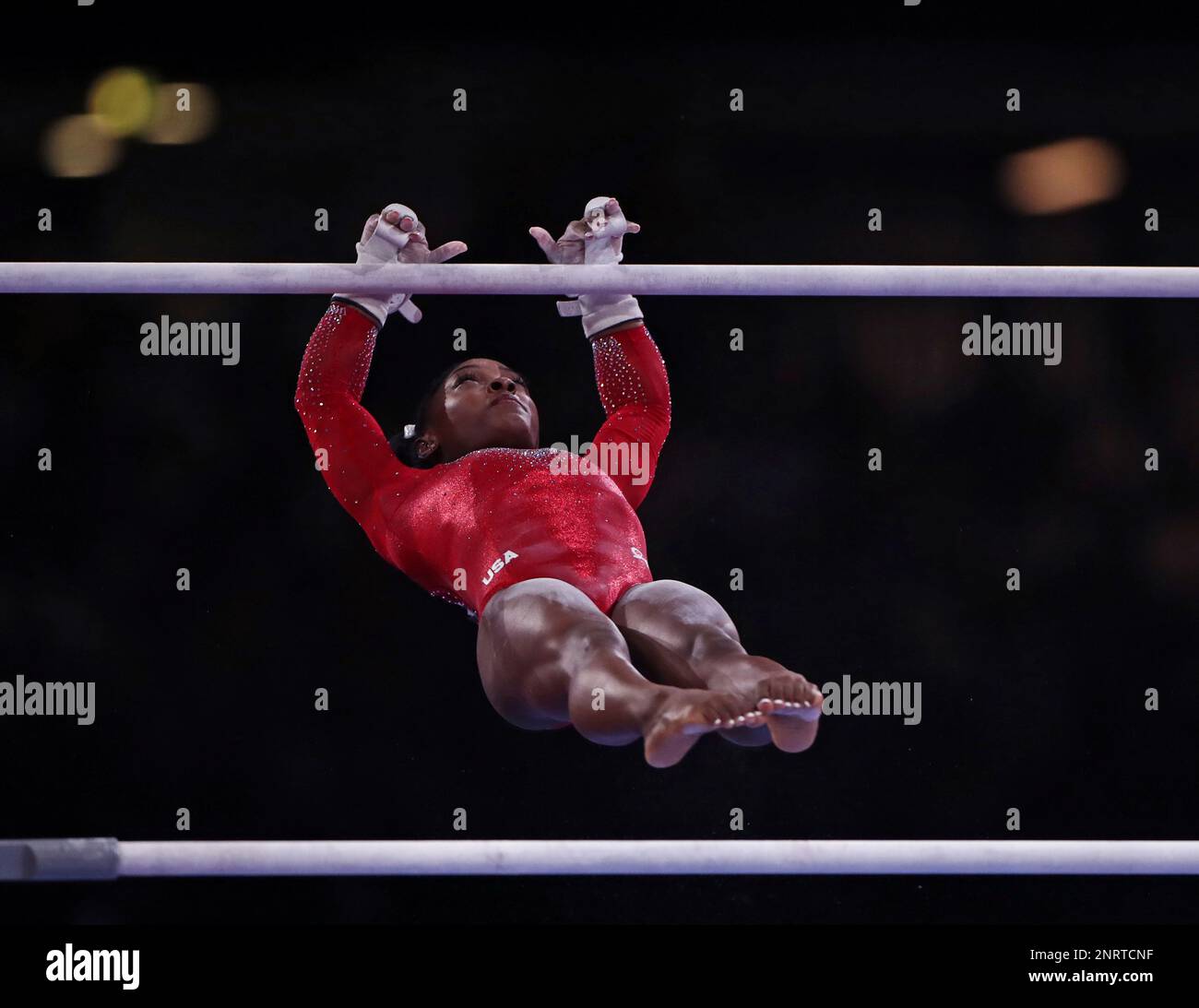 Simone Biles of U.S.A. performs during final apparatus of women uneven ...