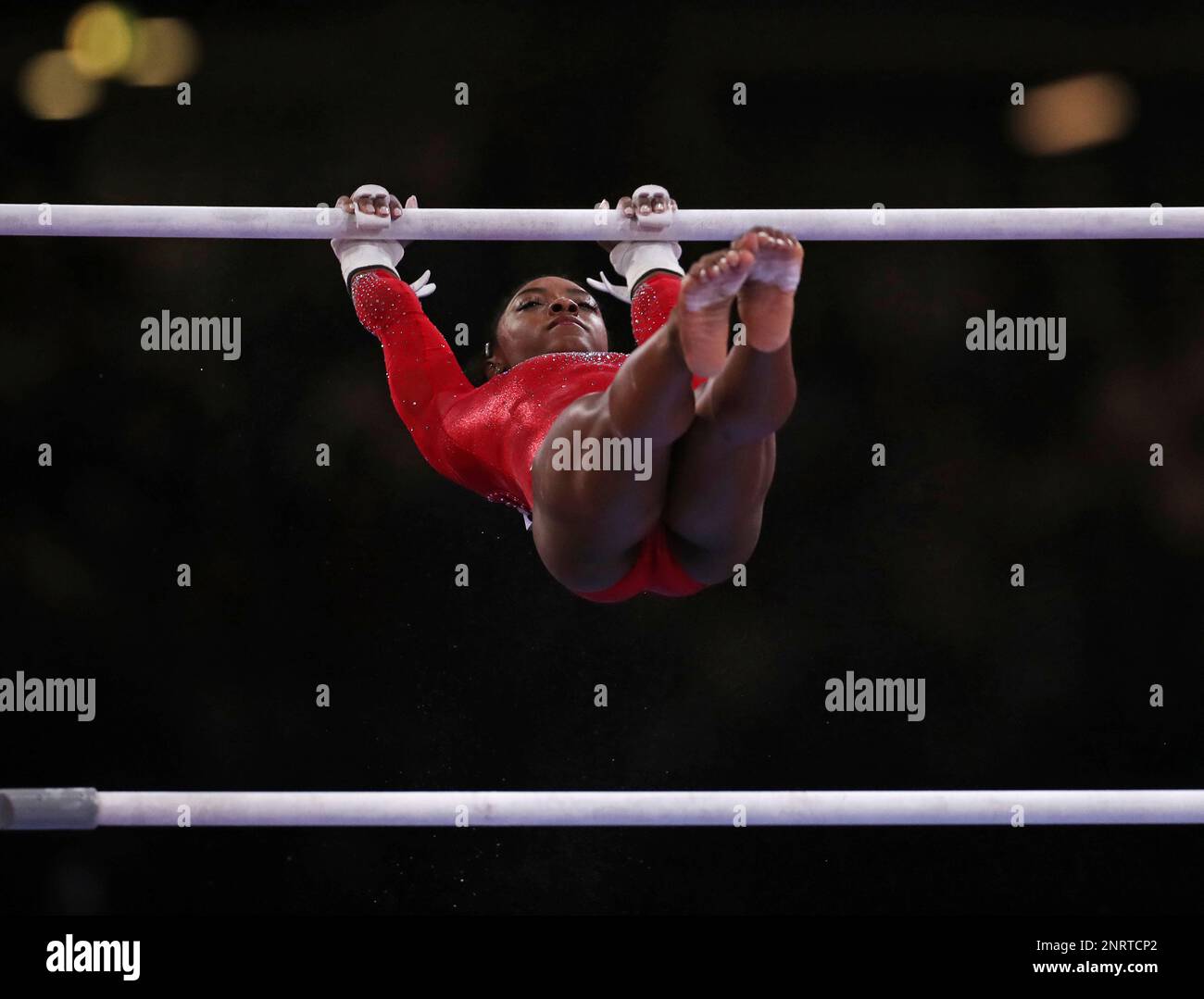 Simone Biles of U.S.A. performs during final apparatus of women uneven ...