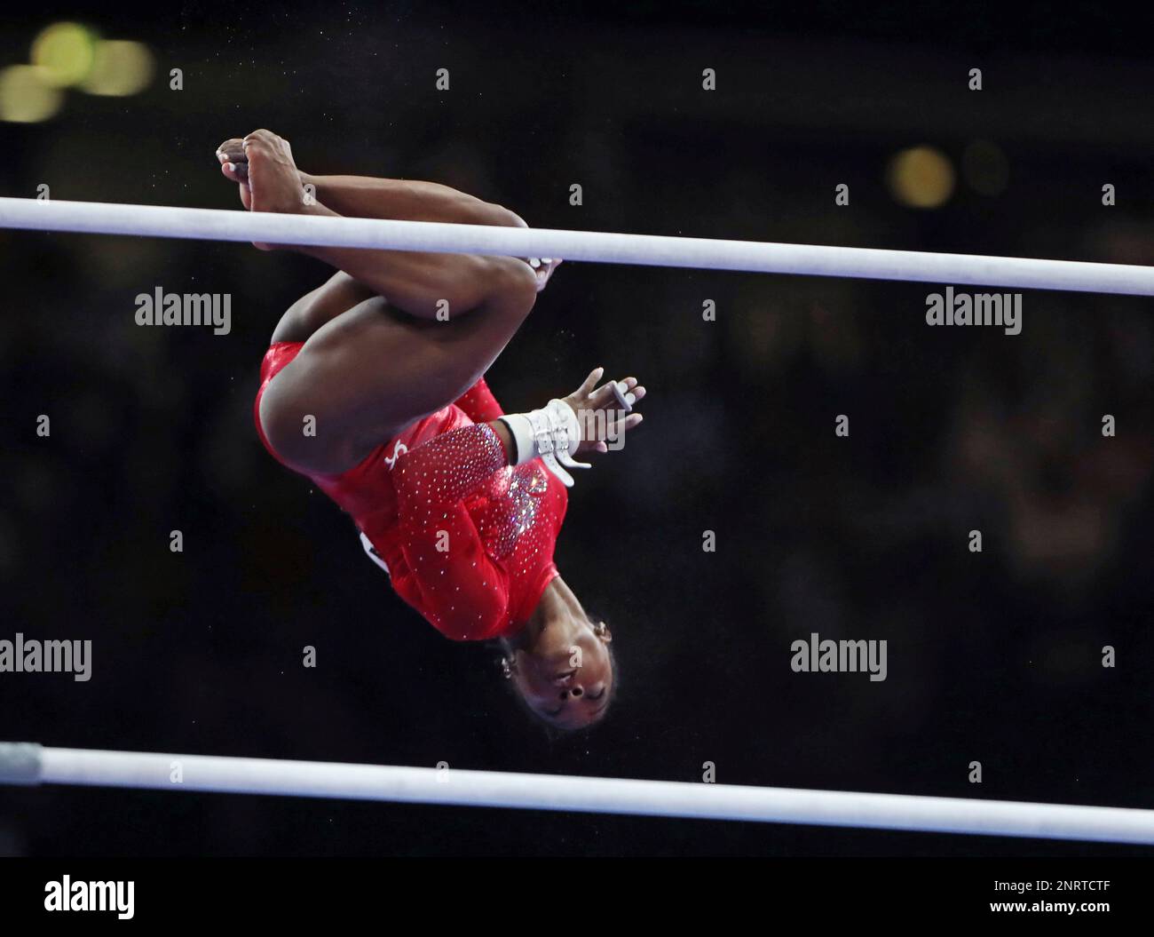 Simone Biles of U.S.A. performs during final apparatus of women uneven ...