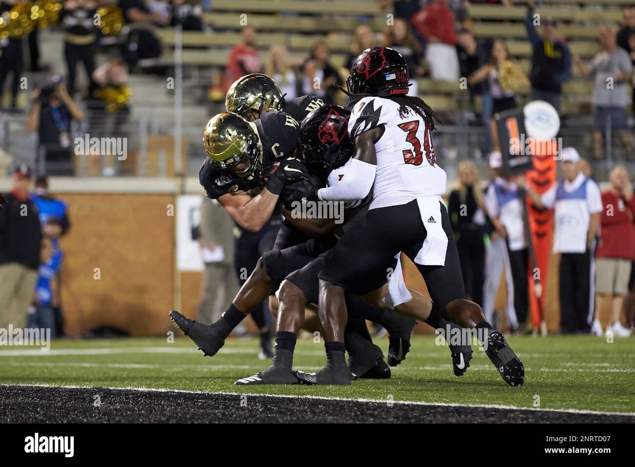 Wake Forest Demon Deacons tight end Jack Freudenthal (86) muscles his ...