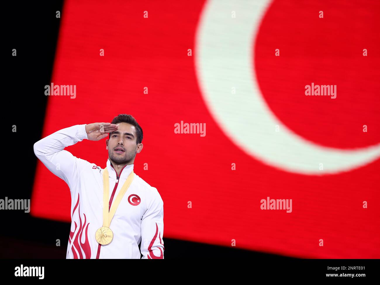 Ibrahim Colak of Turkey celebrates during an award ceremony of final ...