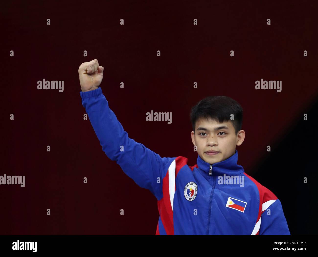 Carlos Edriel Yulo of Philippines celebrates during an award ceremony ...