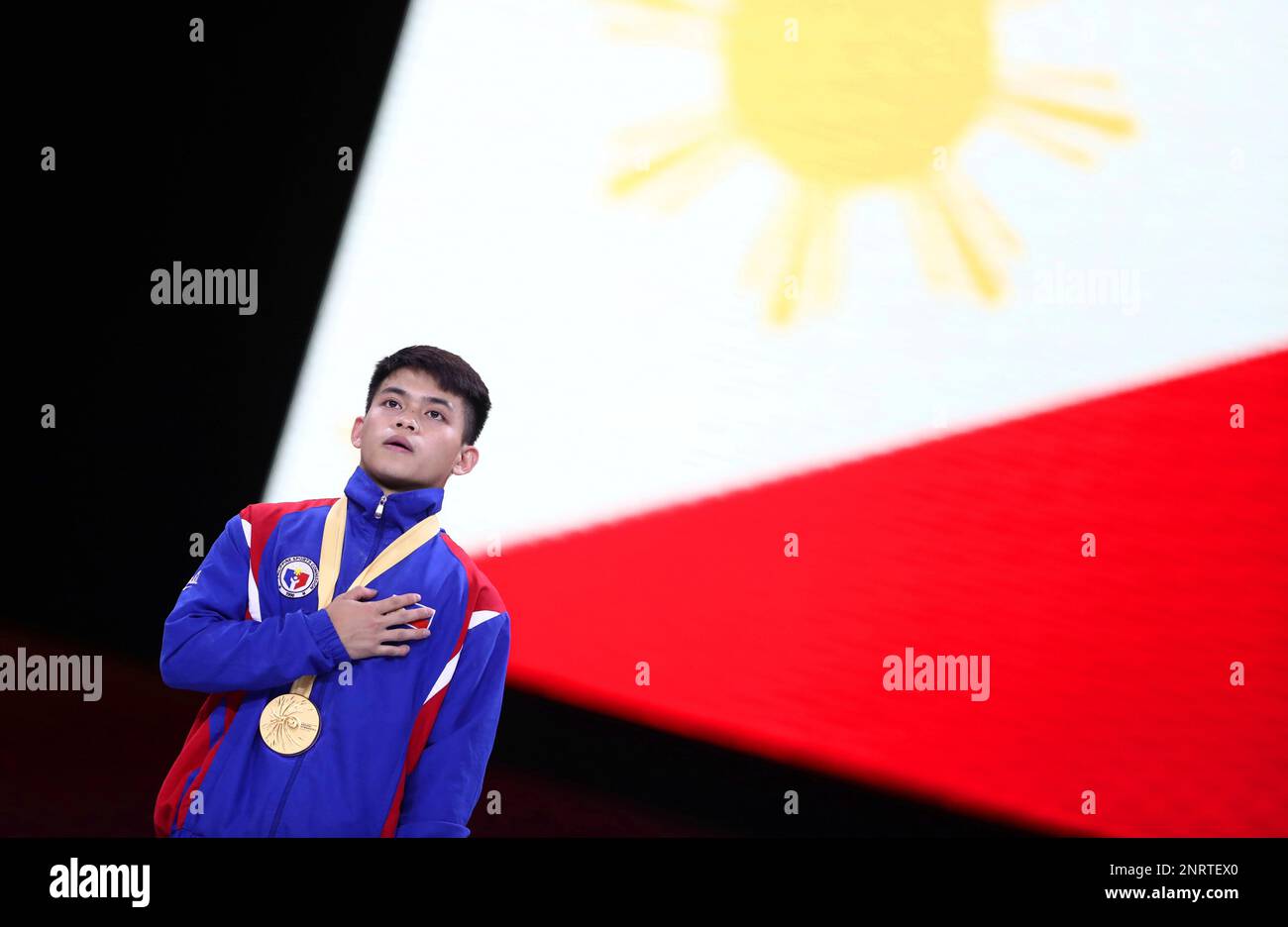 Carlos Edriel Yulo of Philippines celebrates during an award ceremony ...