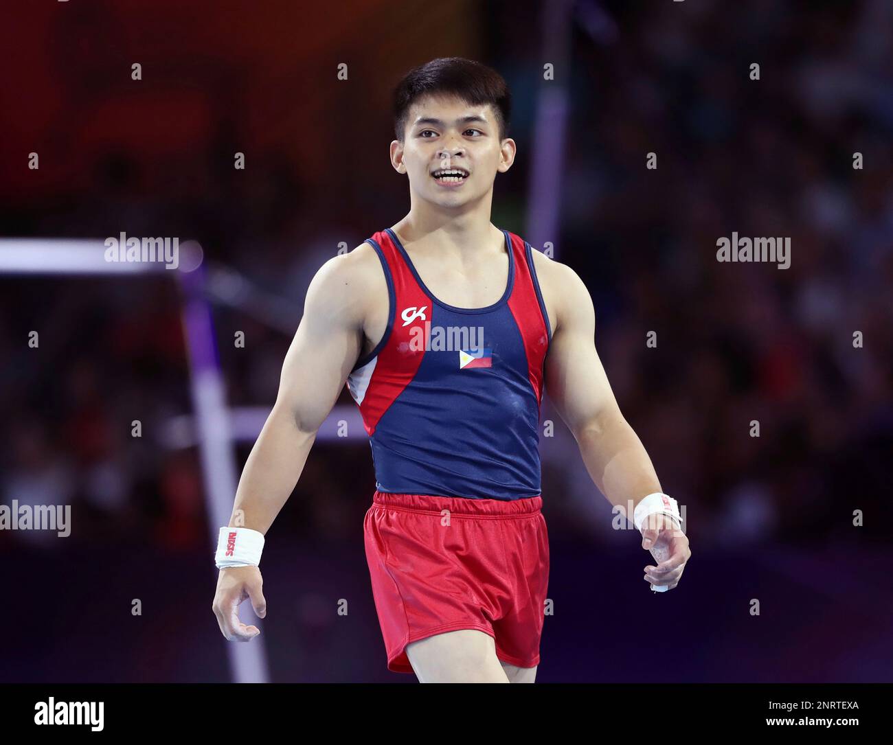 Carlos Edriel Yulo of Philippines reacts after performing final ...
