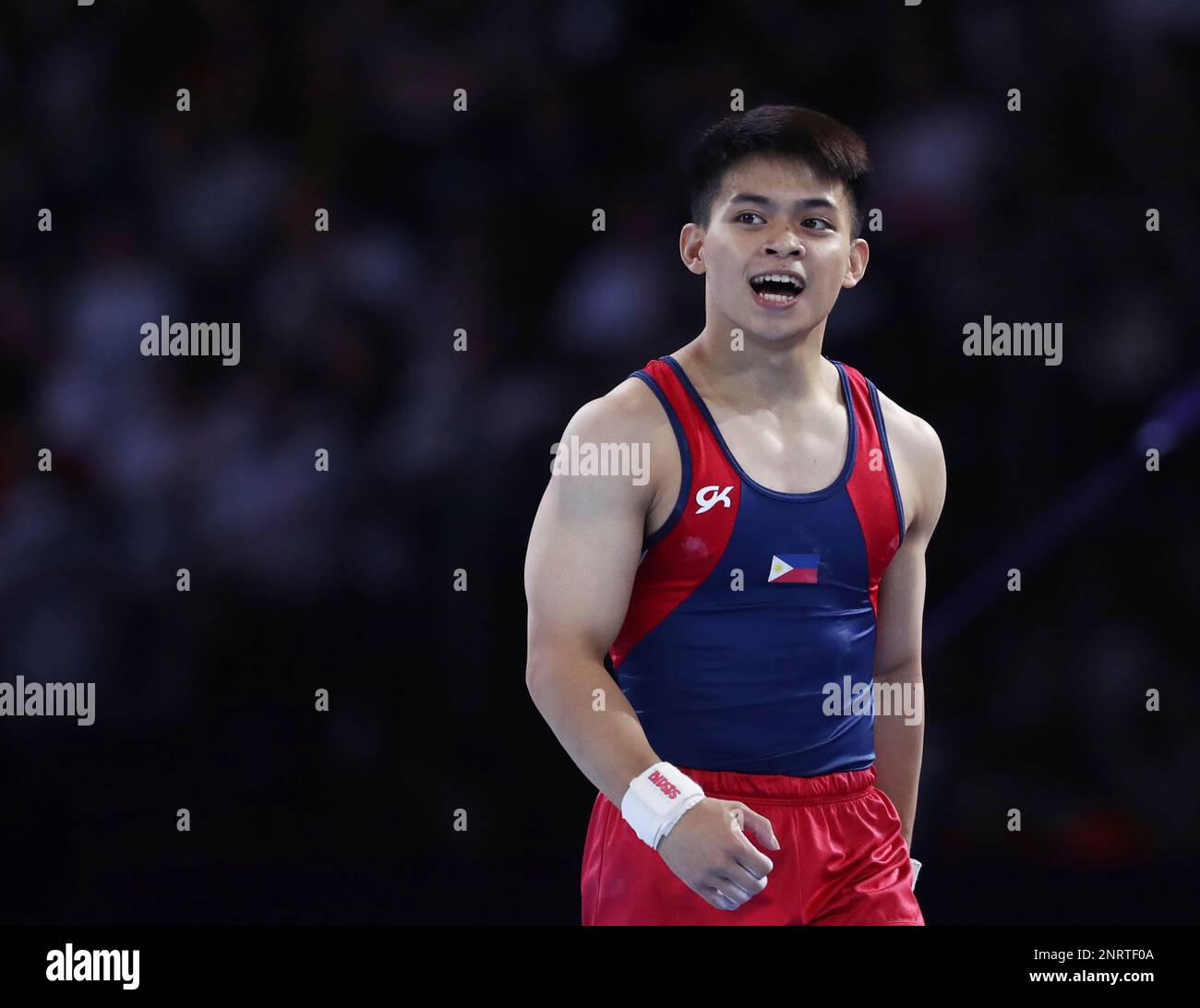 Carlos Edriel Yulo of Philippines reacts after performing final ...