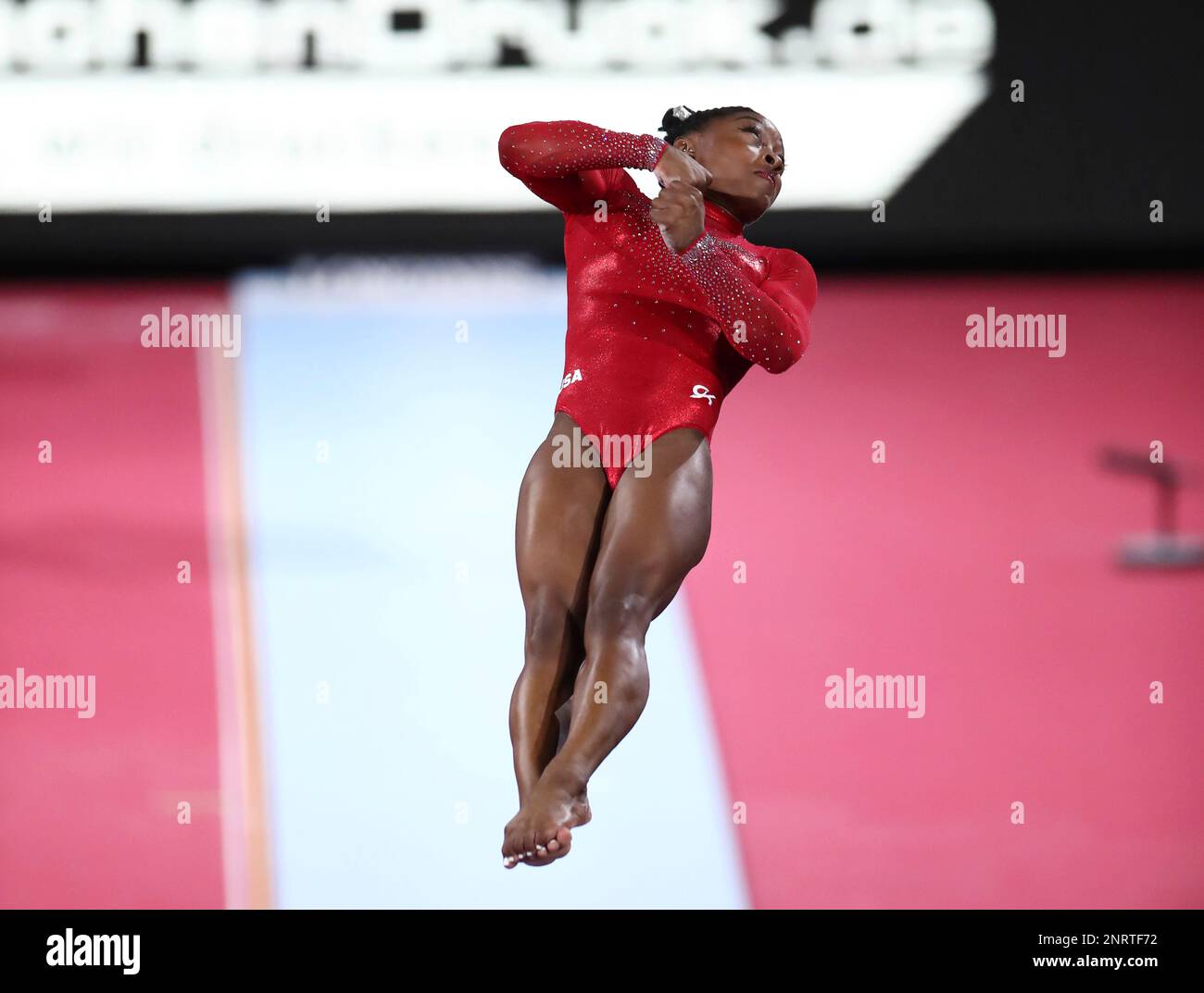 Simone Biles of U.S.A. performs during final apparatus of women vault ...