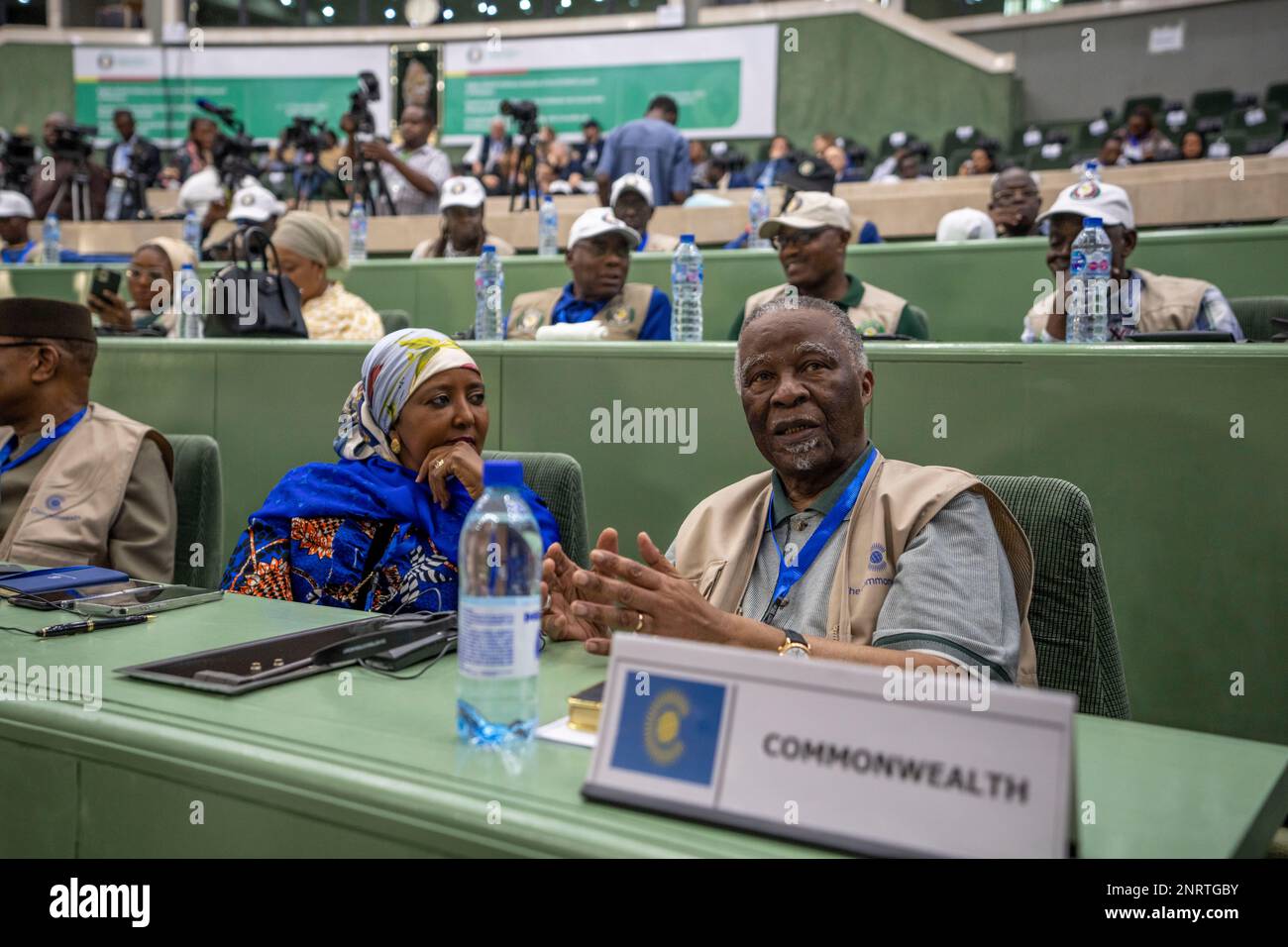 Commonwealth Observer Group chairperson and former South African president Thabo Mbeki, right ...