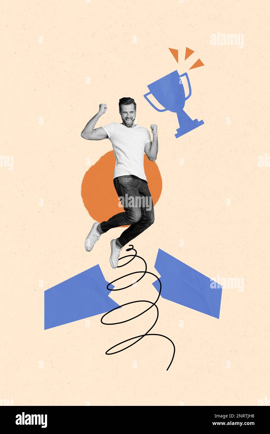 Creative collage photo picture poster artwork of funky cheerful man ...