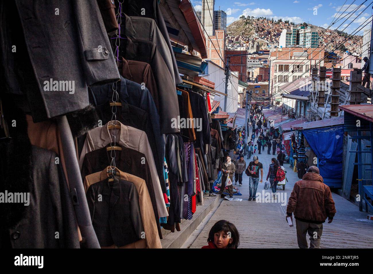 Market of calle Mariano Graneros, La Paz, Bolivia Stock Photo - Alamy