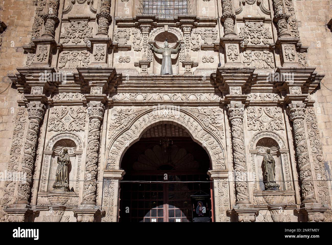 Detail of main facade, San Francisco Church on the plaza of the same ...
