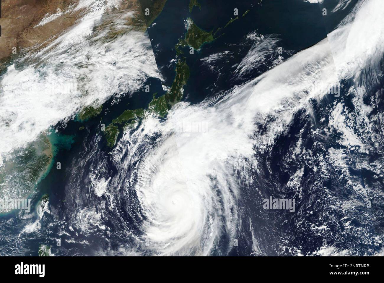 This Oct. 10, 2019, satellite photo taken by NASA-NOAA's Suomi NPP ...