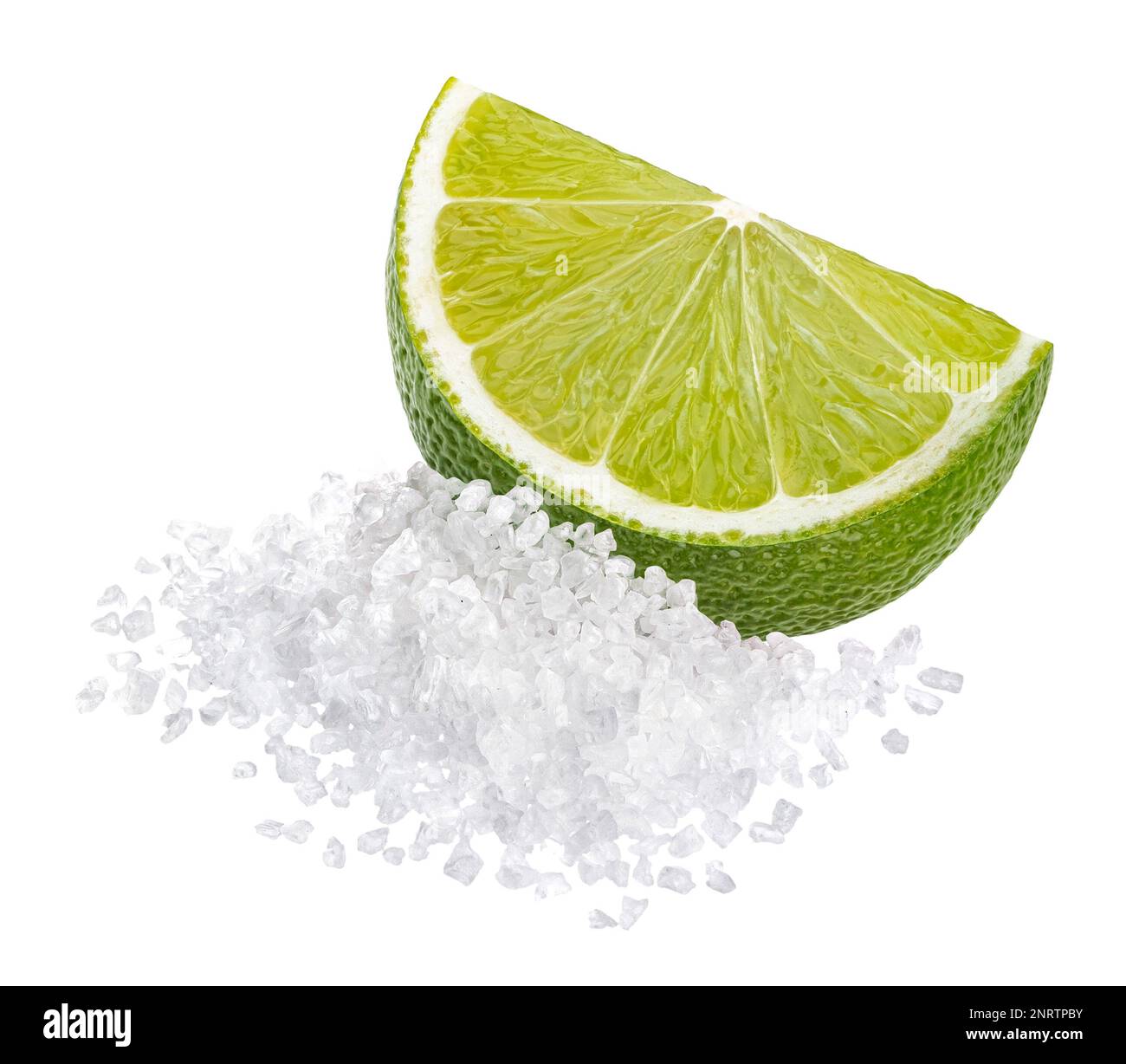 Lime slice with salt, margarita cocktail ingredient isolated on white ...