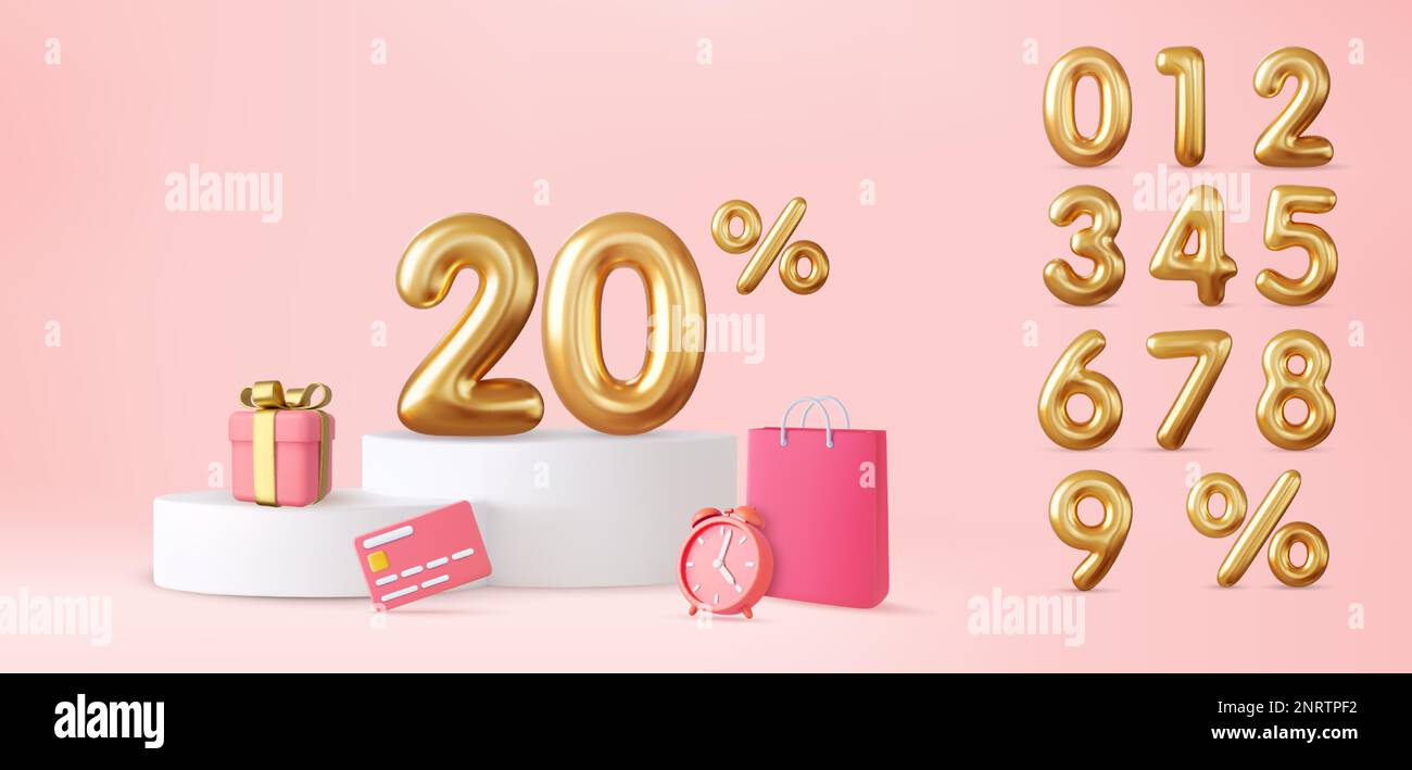 3D gold Discount numbers on podium Stock Vector Image & Art - Alamy