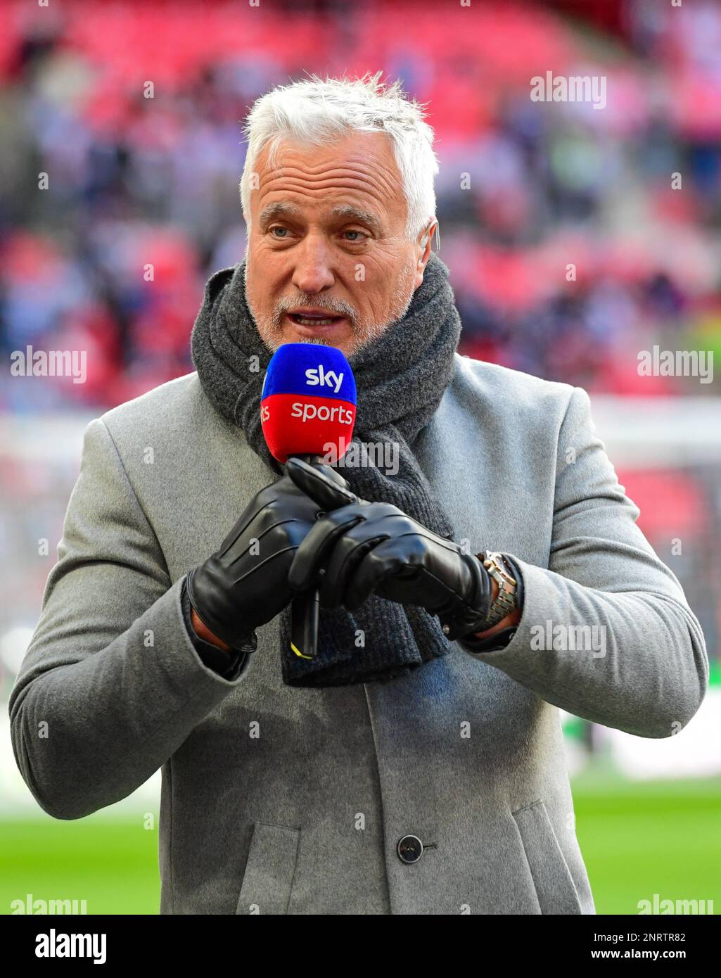 Manchester, UK. 26th Feb, 2023. Ex Newcastle player and Sky TV presenter David Ginola before the ...