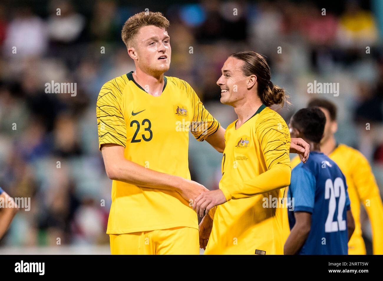 CANBERRA, AUSTRALIA - OCTOBER 10: Australian defender Harry Souttar (23 ...