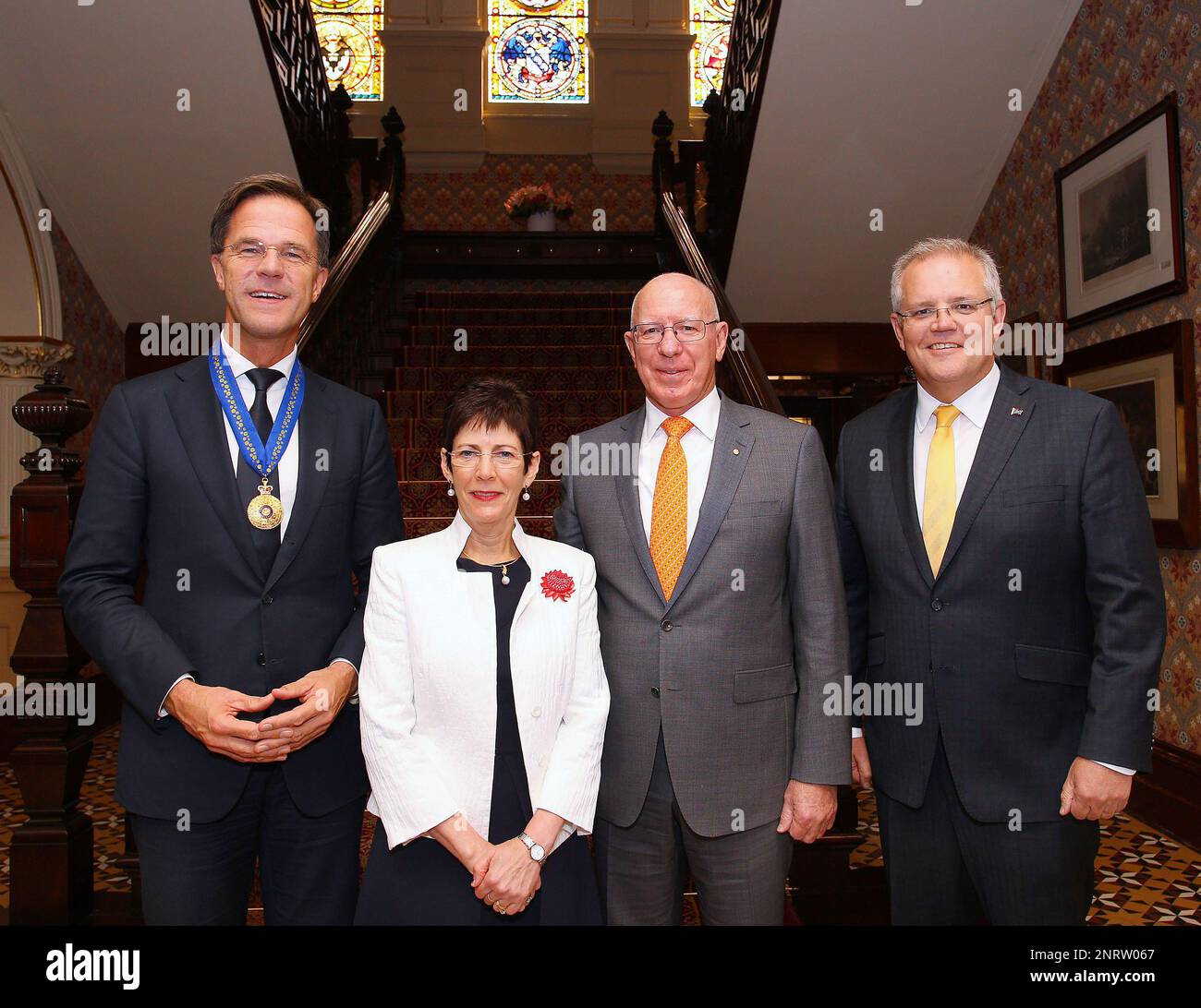 Prime Minister of Netherlands Mark Rutte, second left, poses for a ...