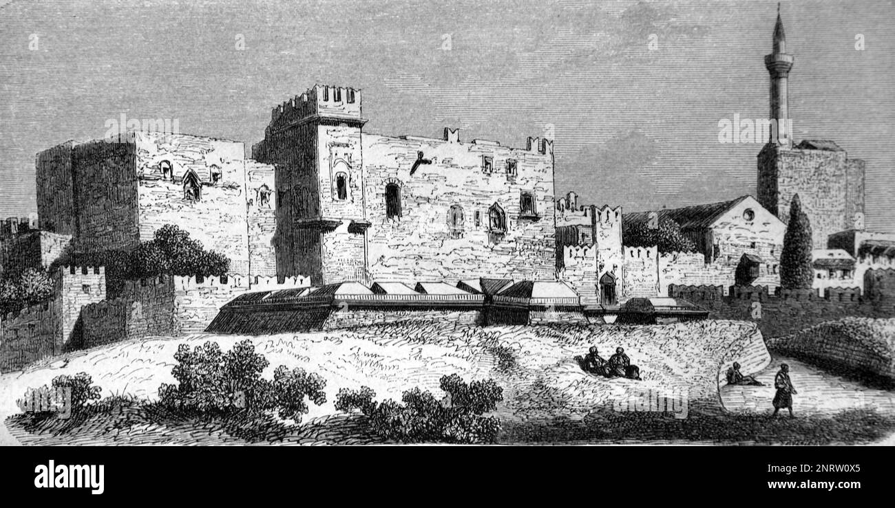 Early View of the Ramparts & Fortifications of Rhodes City Rhodes ...