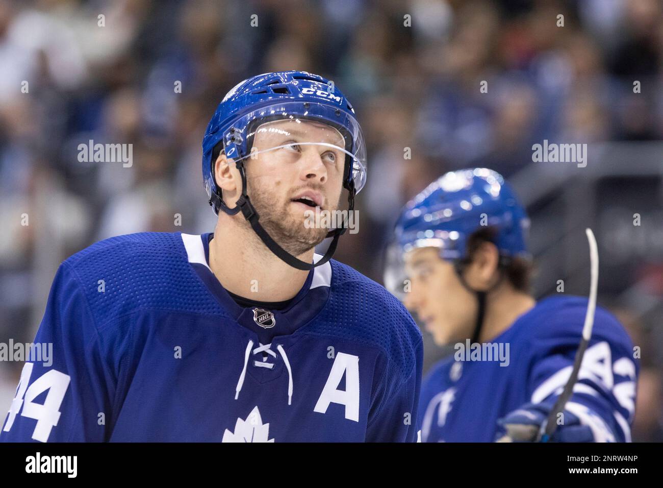Toronto Maple Leafs defenseman Morgan Rielly (44) reacts during third ...