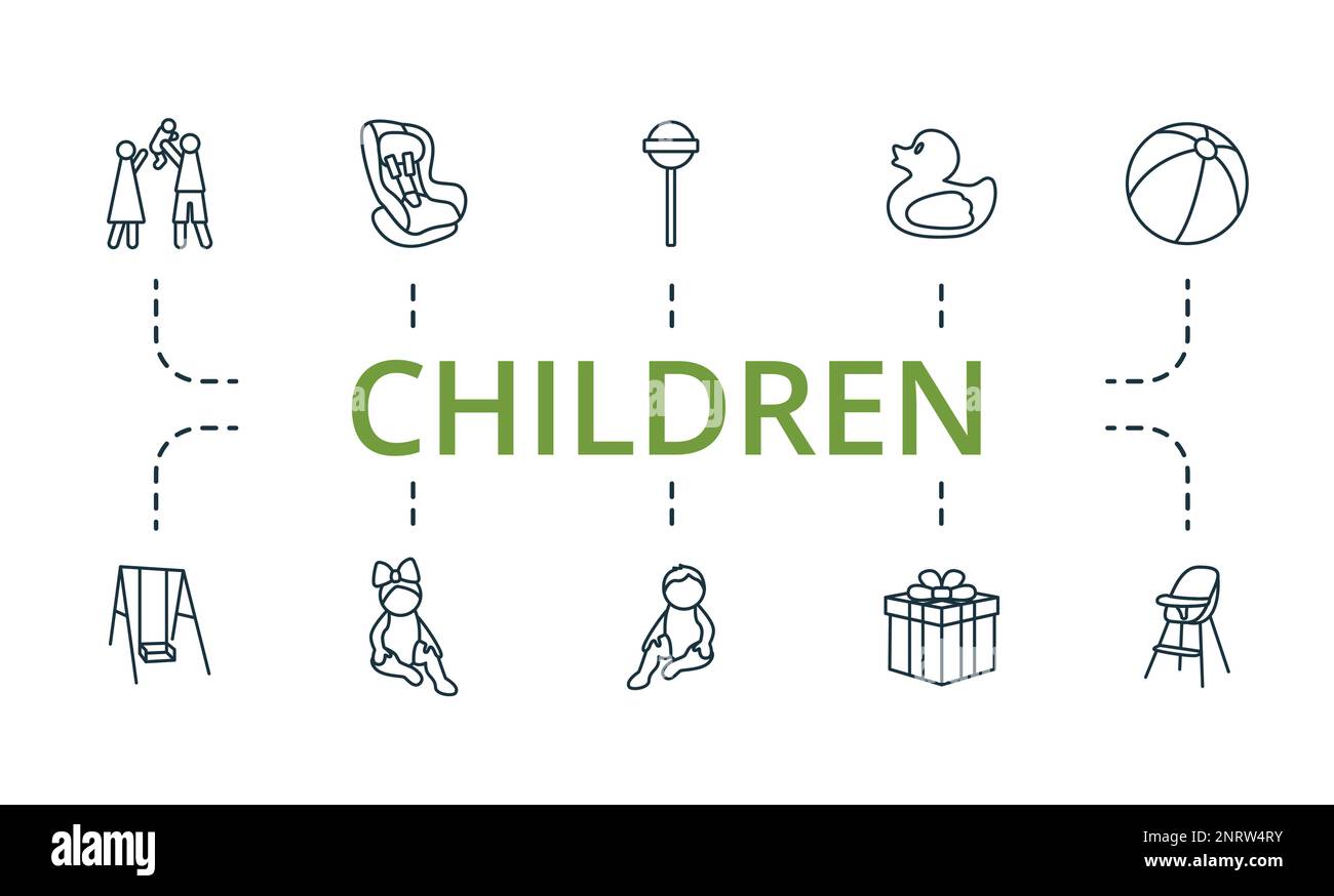 Children icon set. Monochrome simple Children icon collection. Family ...