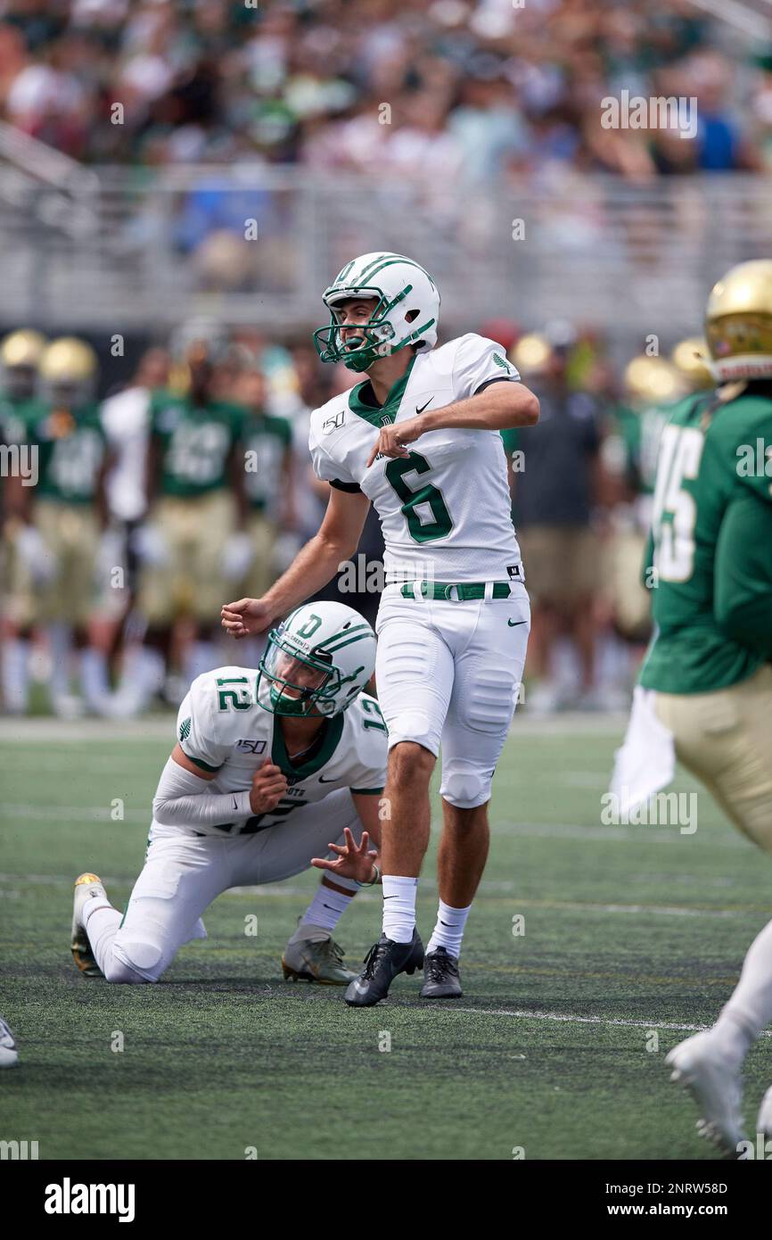 Dartmouth Big Green placekicker Connor Davis (6) kicks an extra point ...