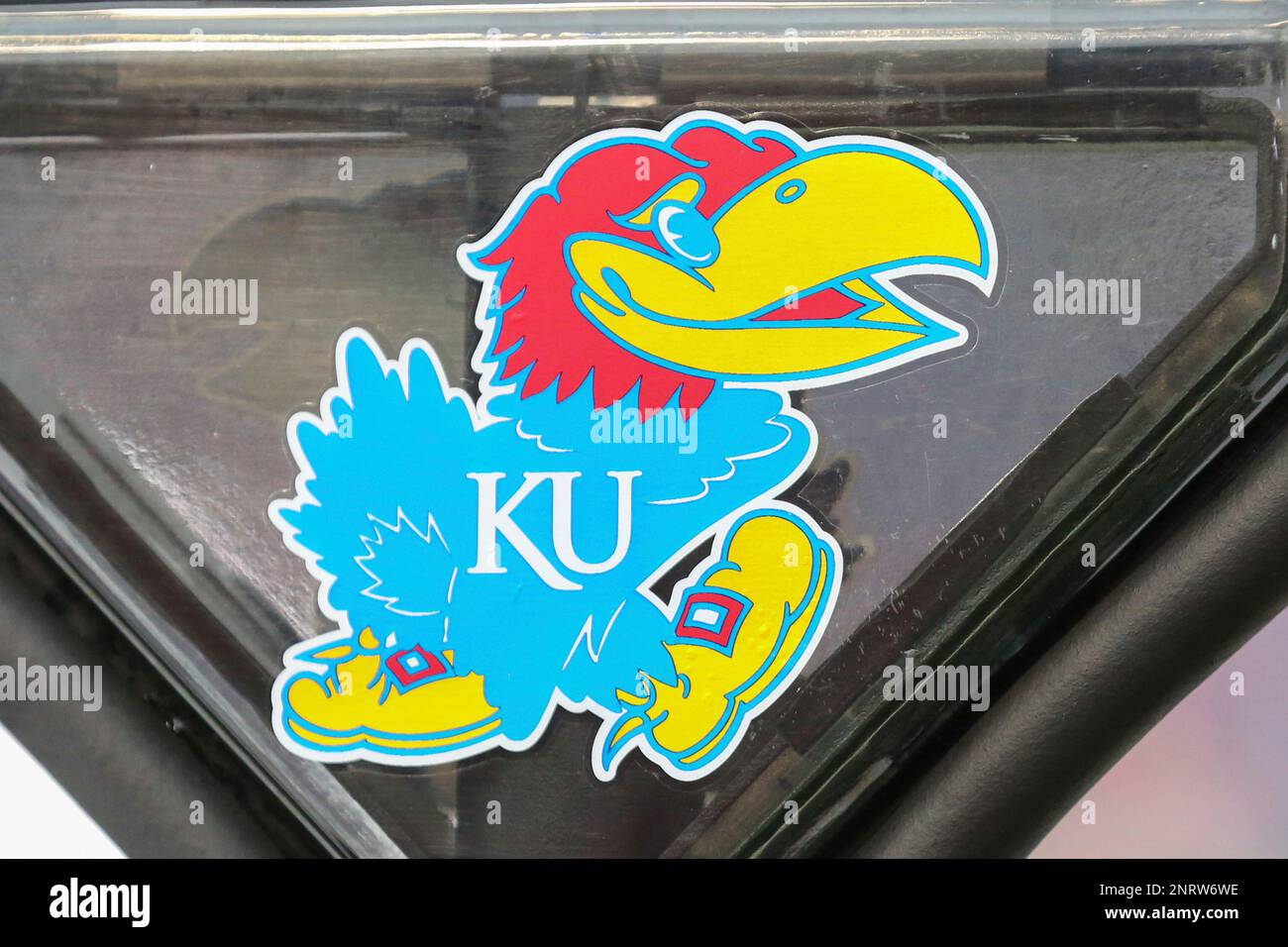 LAWRENCE, KS - OCTOBER 05: A view of the Kansas Jayhawks logo during a ...
