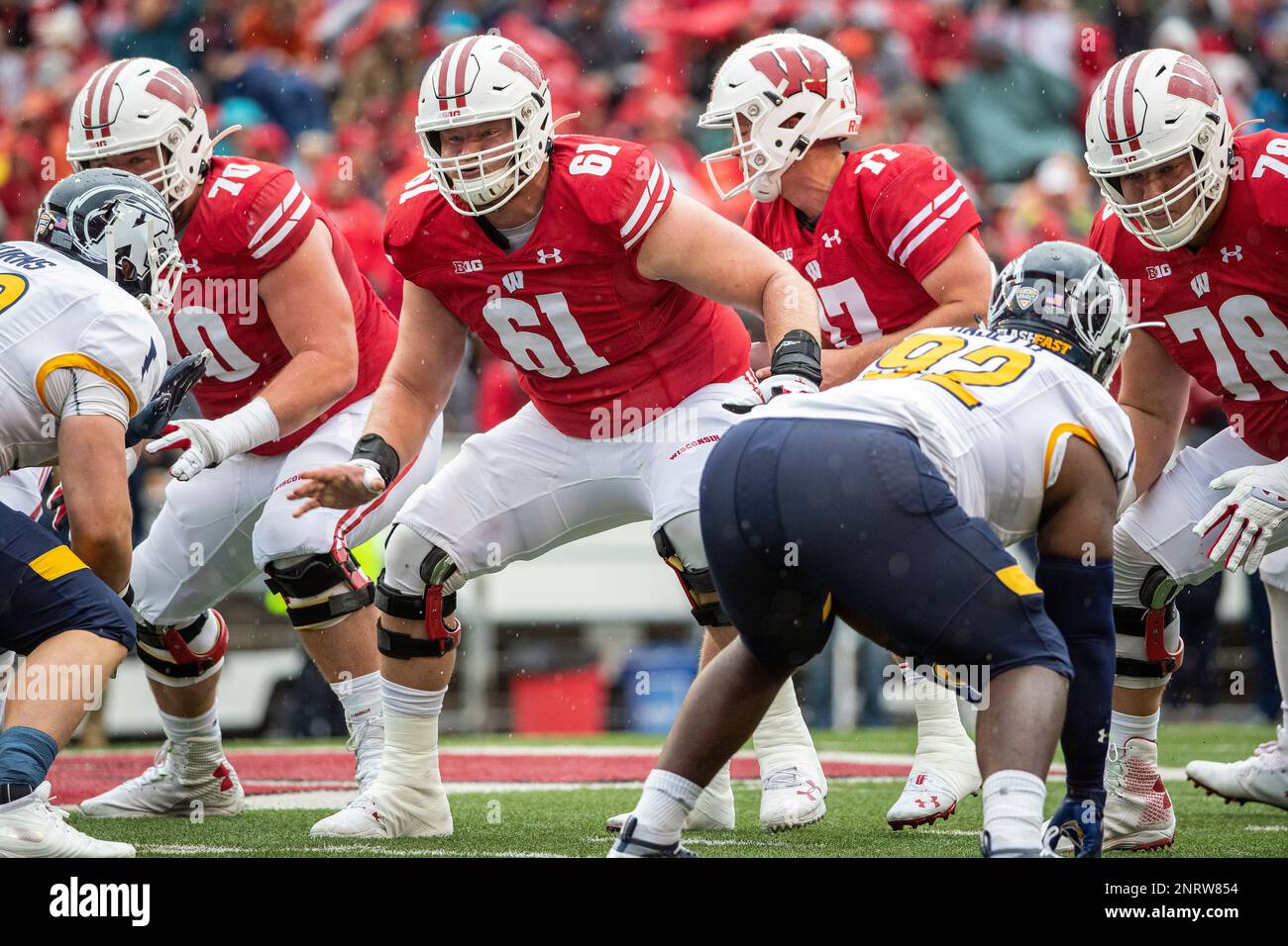 Wisconsin Badgers offensive lineman Tyler Biadasz (61) during an NCAA ...