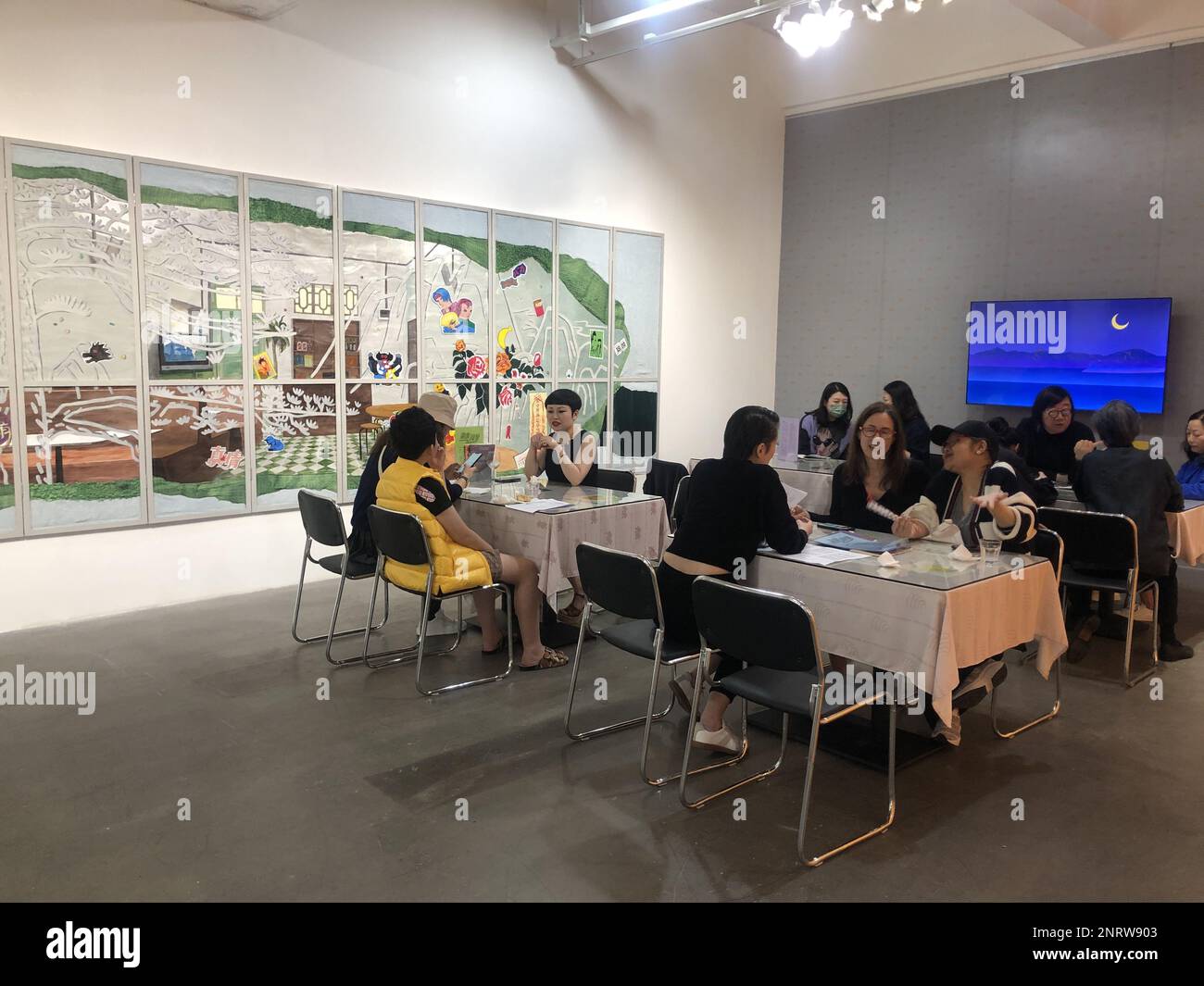 A section of the "Bolohope" exhibition at Hanart TZ Gallery styled after a Hong Kong "cha chaan ...