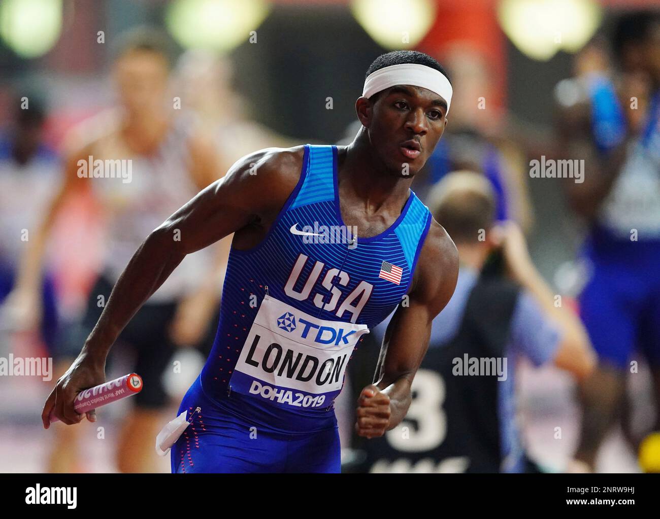 U.S. Wilbert LONDON compete during the 4X400 METRES RELAY MEN of IAAF ...