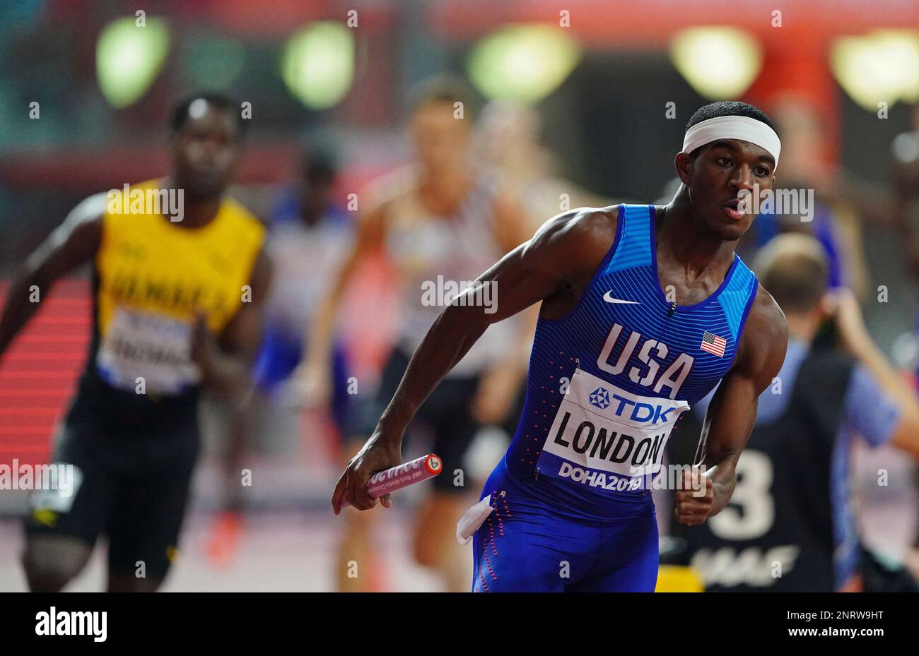 U.S. Wilbert LONDON compete during the 4X400 METRES RELAY MEN of IAAF ...