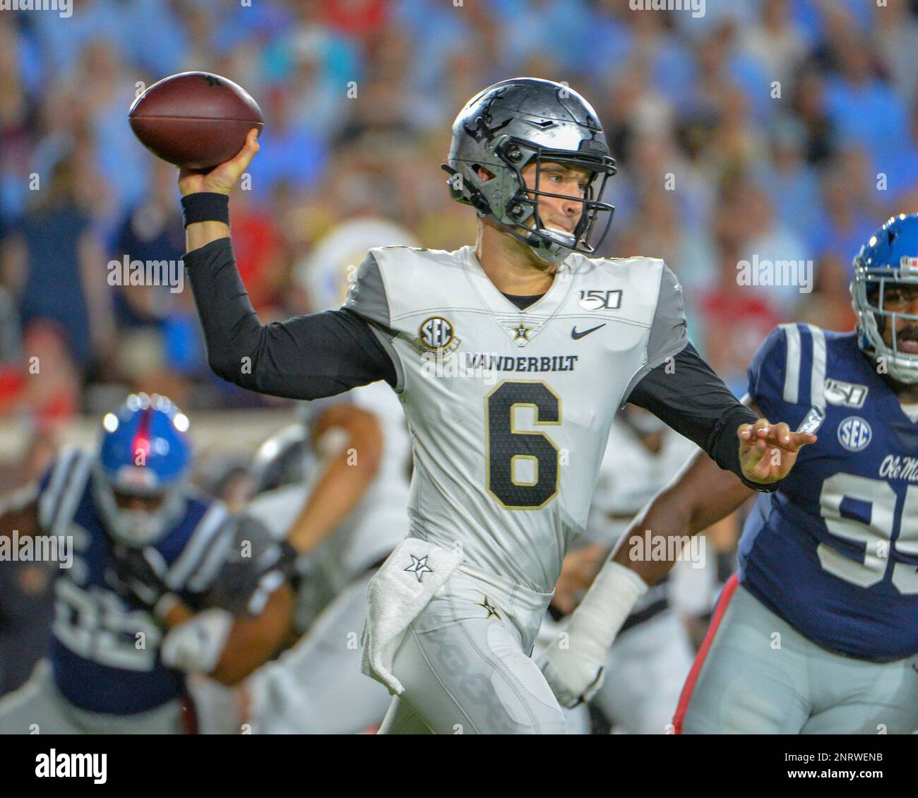 October 05, 2019: Vanderbilt quarterback, Riley Neal (6), loads up to ...