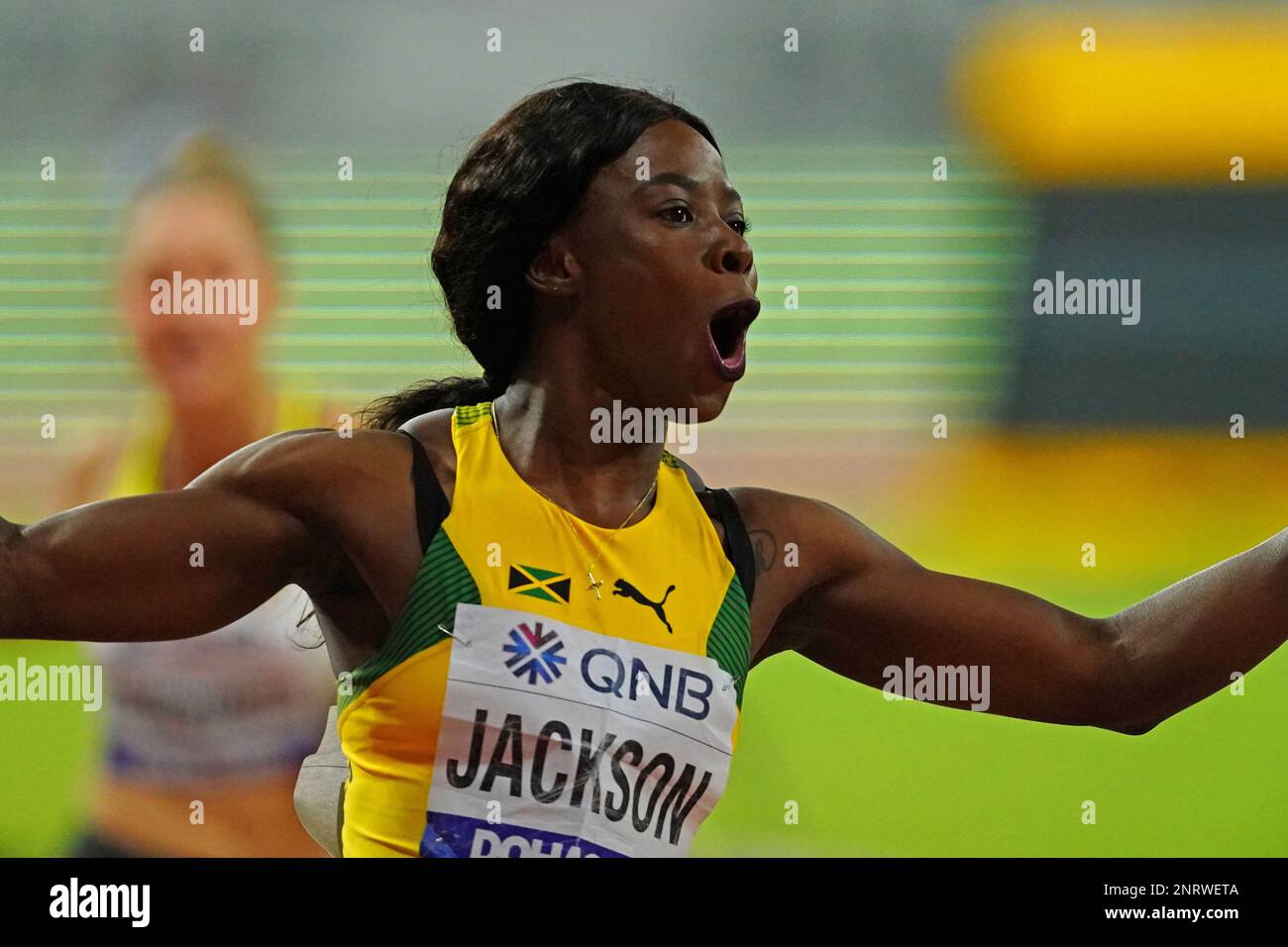 Jamaica's Shericka JACKSON reacts after winning 4X100 METRES RELAY ...
