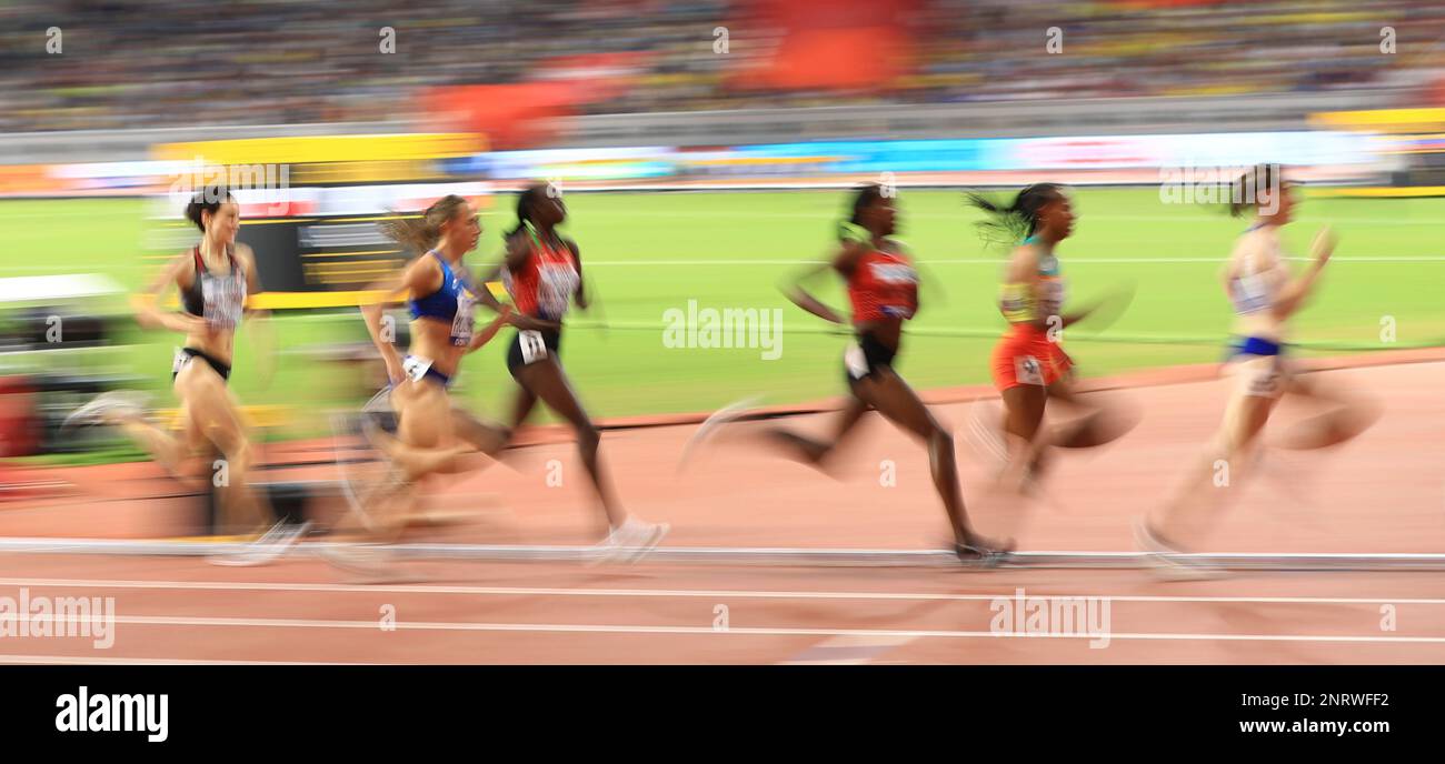 Athletes compete in the 1500 metres Race Women Final of IAAF WORLD ...
