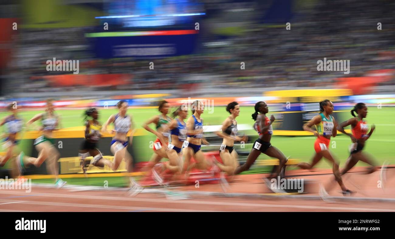 Athletes compete in the 1500 metres Race Women Final of IAAF WORLD ...