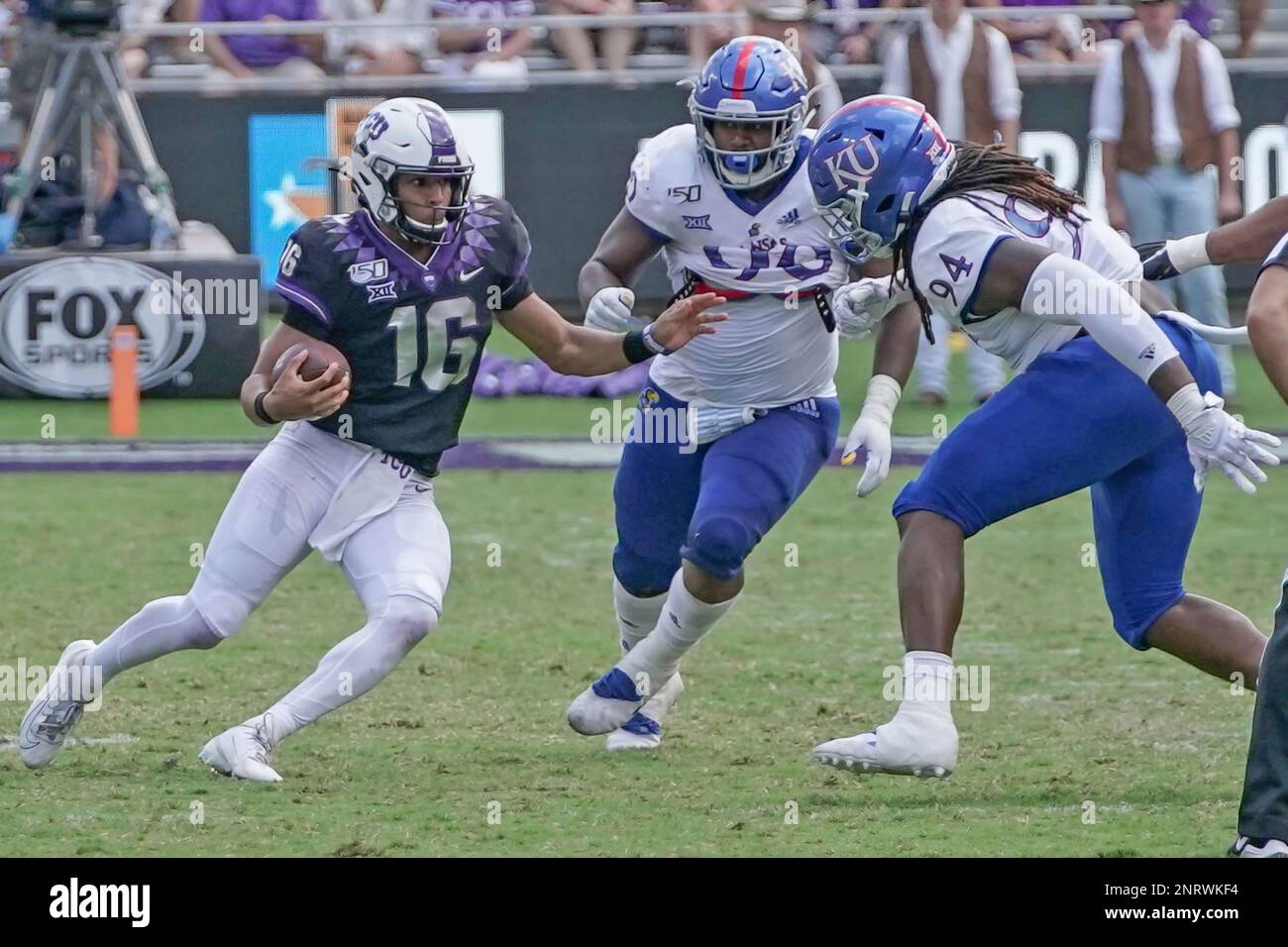 TCU Horned Frogs quarterback Alex Delton (16) carries the ball for a ...