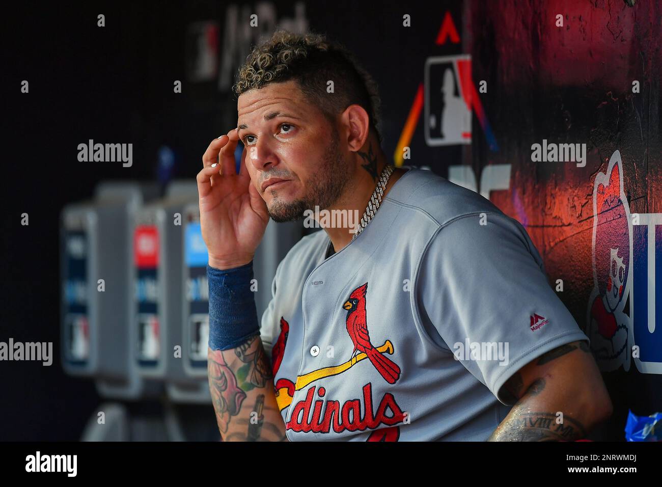 ATLANTA, GA – OCTOBER 04: St. Louis Cardinals catcher Yadier Molina (4 ...