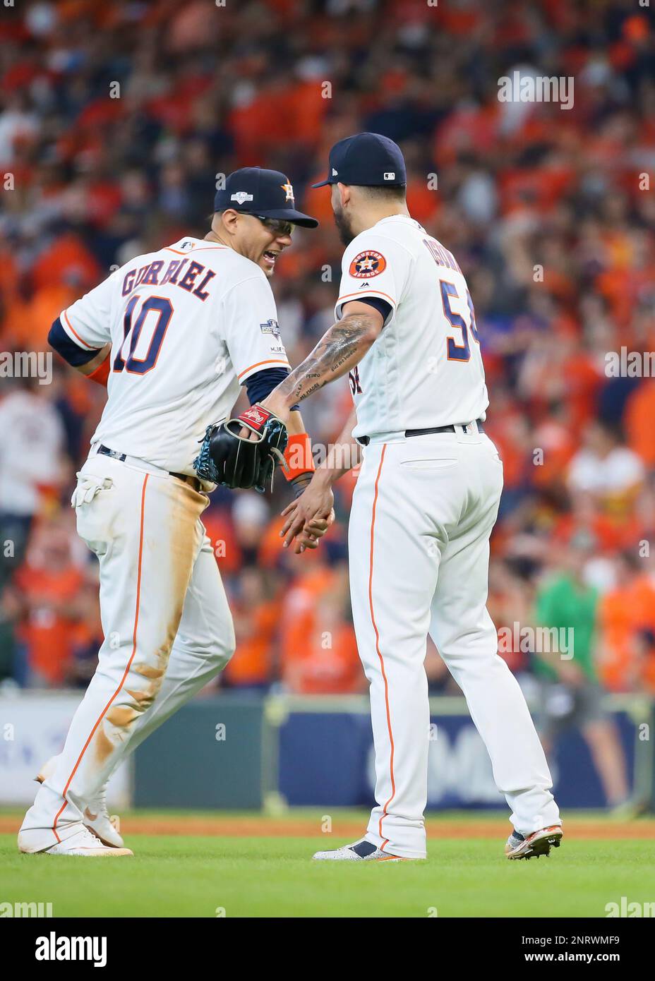 HOUSTON, TX - OCTOBER 04: Houston Astros first baseman Yuli Gurriel (10 ...