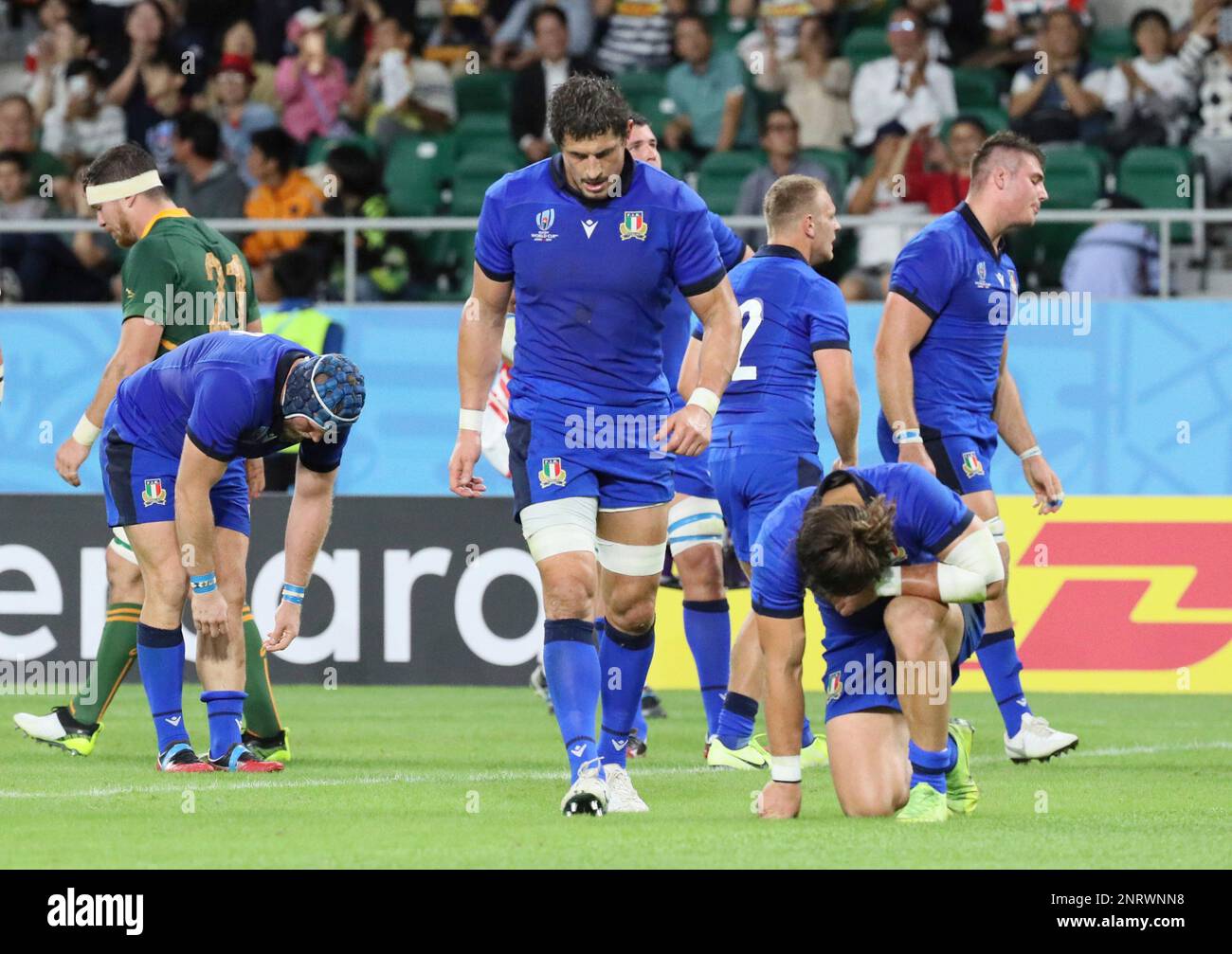 Italy's players are vexed after losing the Pool B match in the 2019 ...