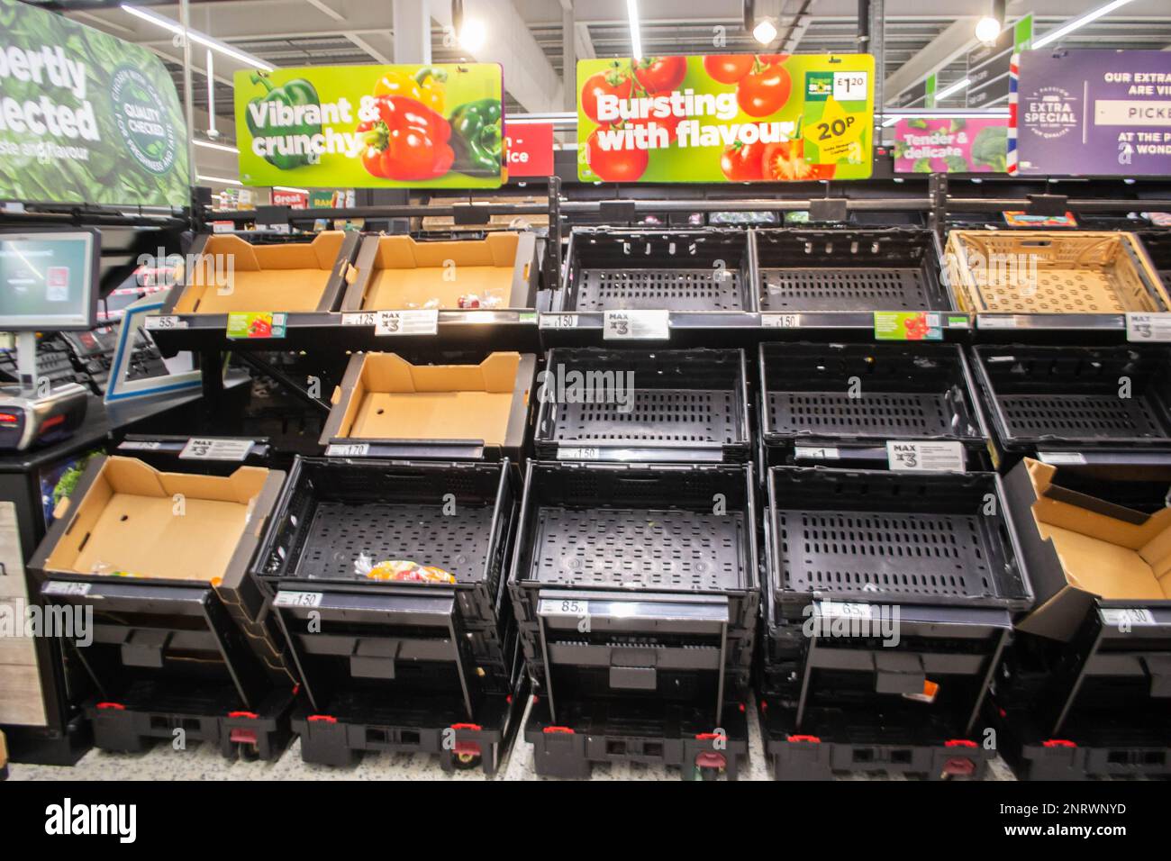 UXBRIDGE, ENGLAND - 22 February 2023: Vegetable shortage caused by bad ...