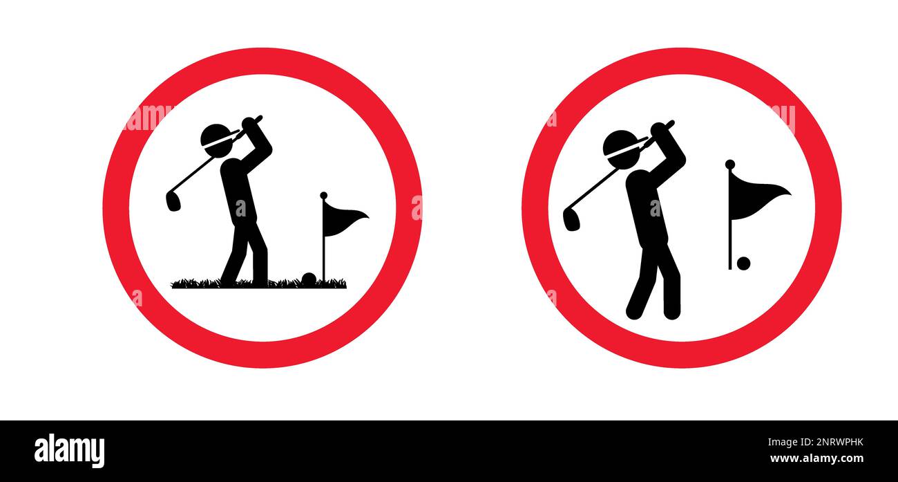 Stop no golf or do not playing. Stickman, stick figure man with golf ...