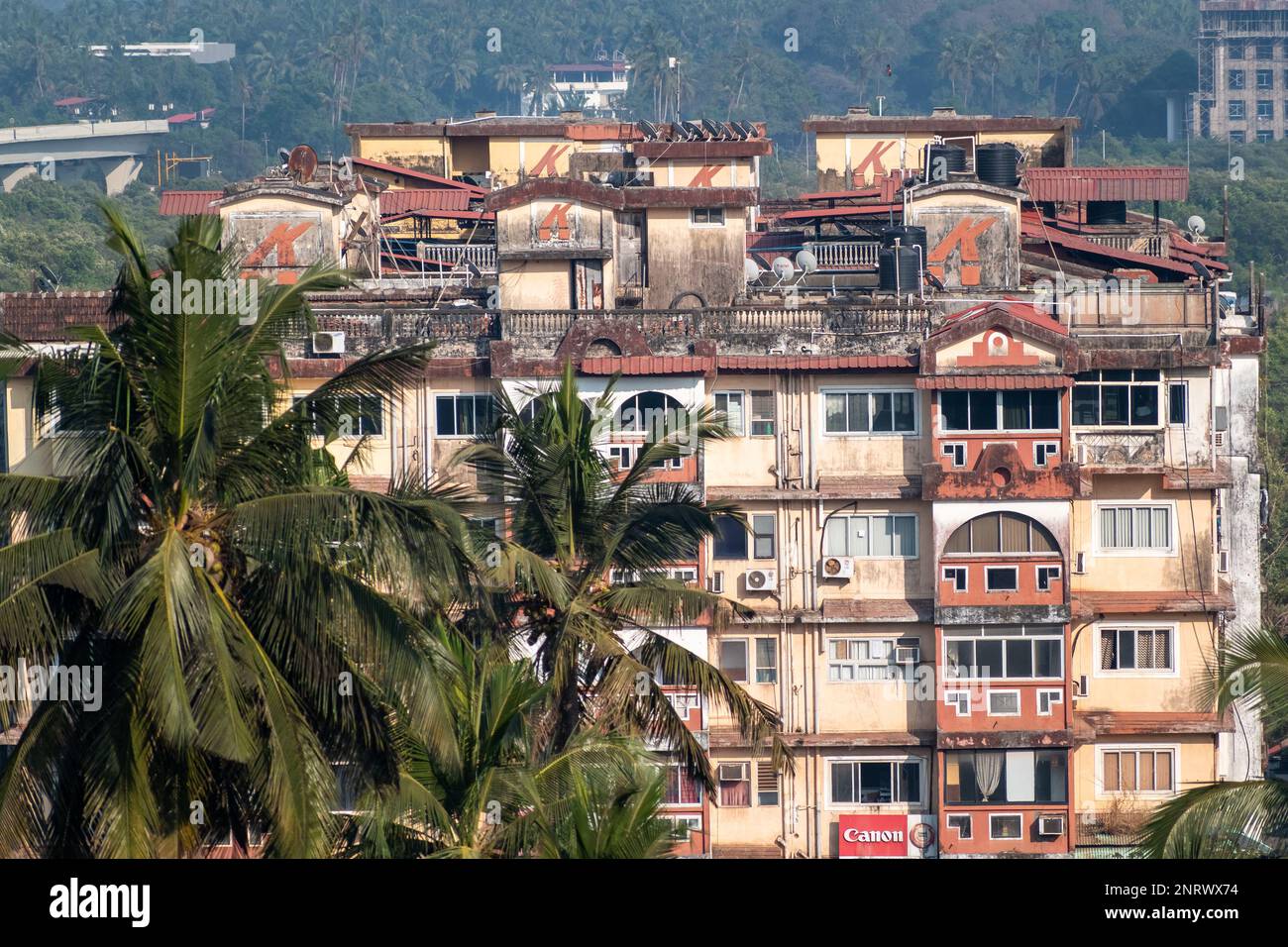 Panjim, Goa, India - January 2023: Aerial view of the exterior facade ...