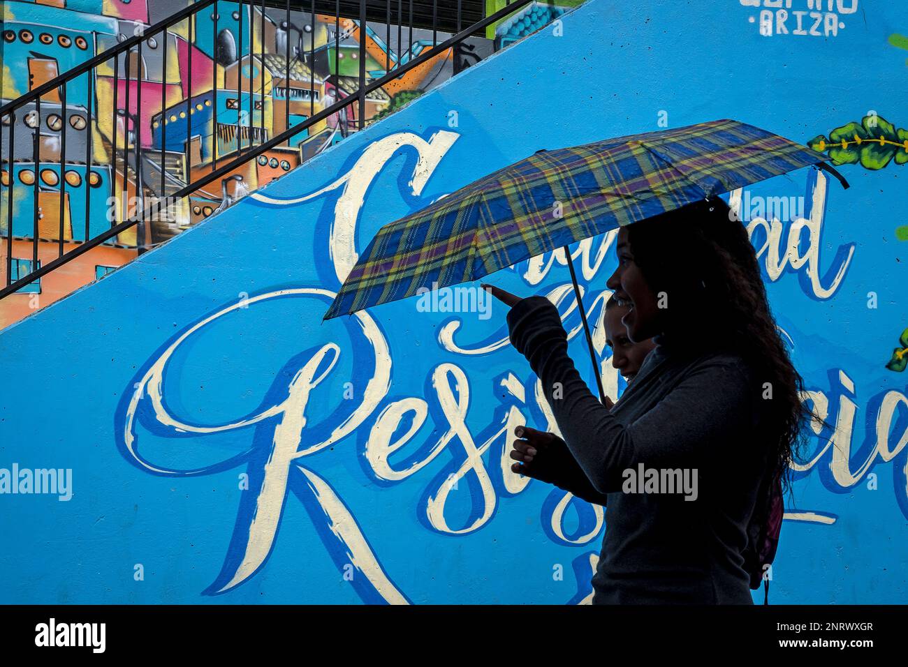 Street art, mural, graffiti, Comuna 13, Medellín, Colombia Stock Photo ...