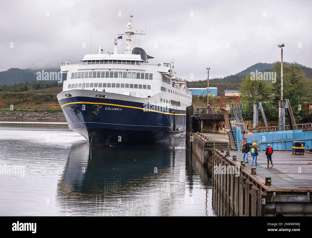 The Alaska Marine Highway System ferry Columbia motors into a docking ...
