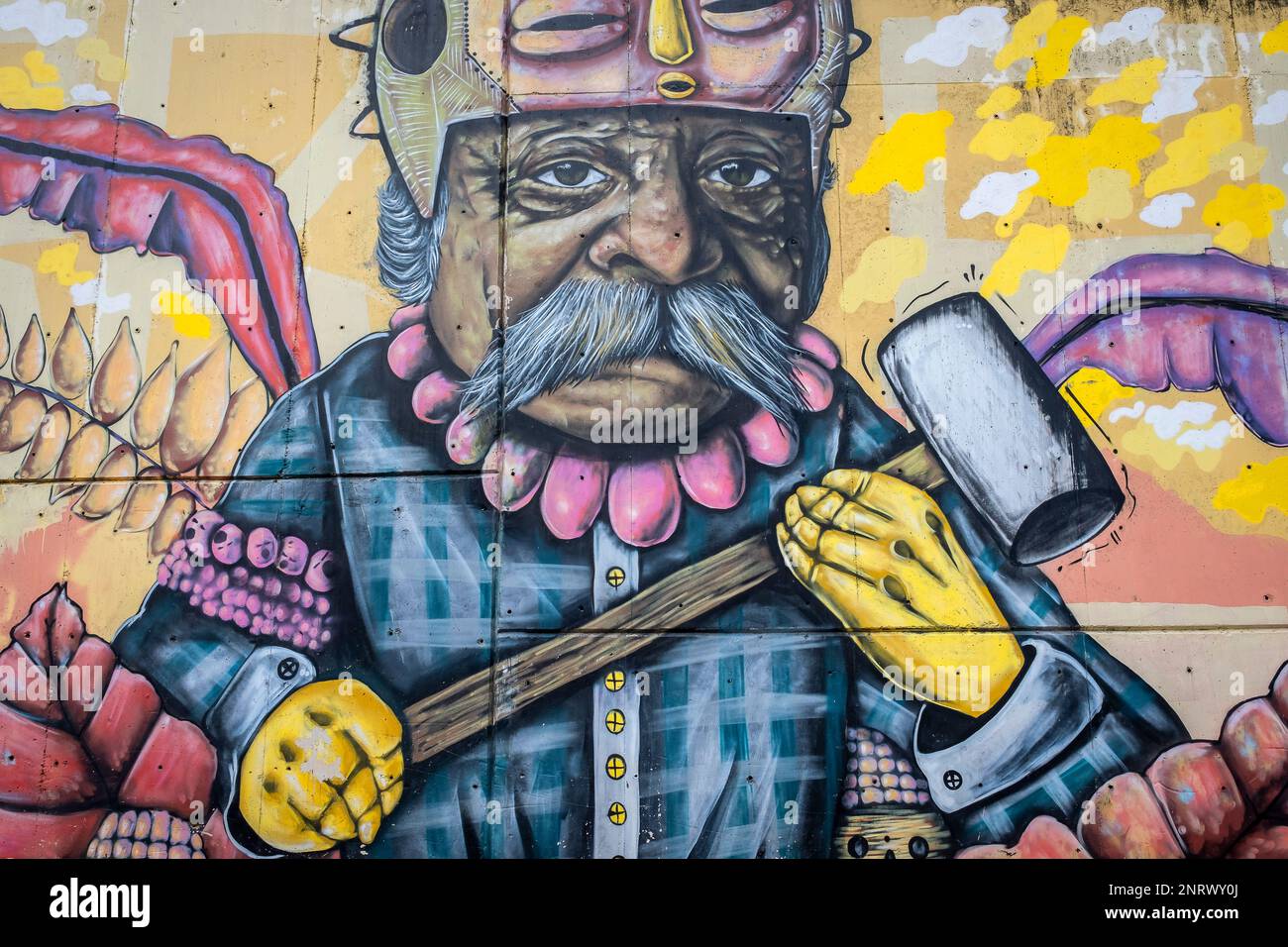 Street art, mural, graffiti, Comuna 13, Medellín, Colombia Stock Photo ...
