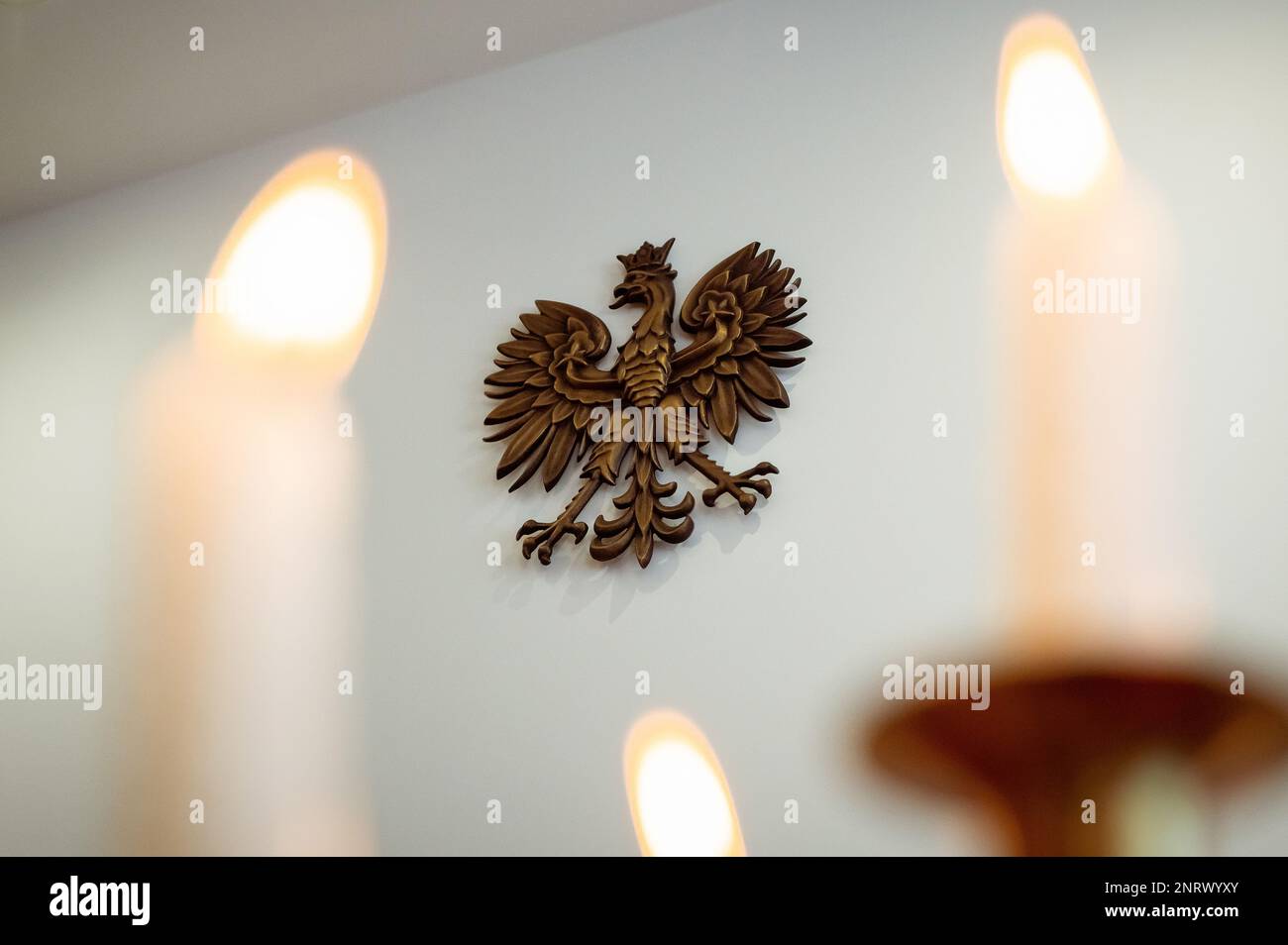 Polish national emblem, a metal eagle with a crown Stock Photo - Alamy