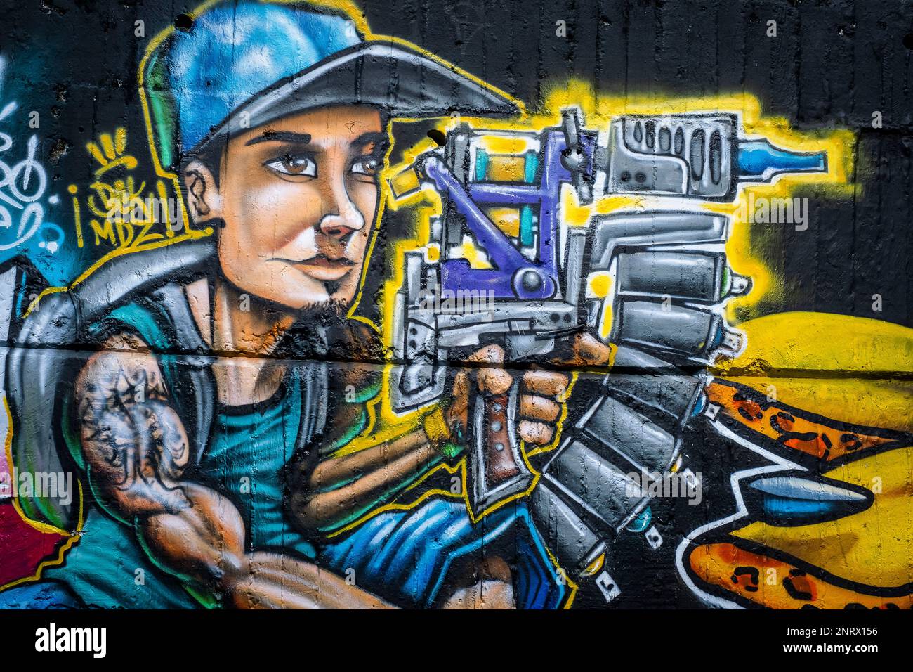 Street art, mural, graffiti, Comuna 13, Medellín, Colombia Stock Photo ...
