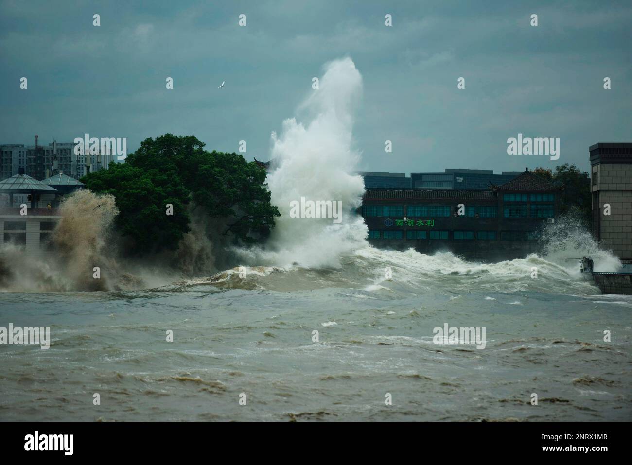 High waves hit the bank of Qiantang River in Hangzhou in east China's ...