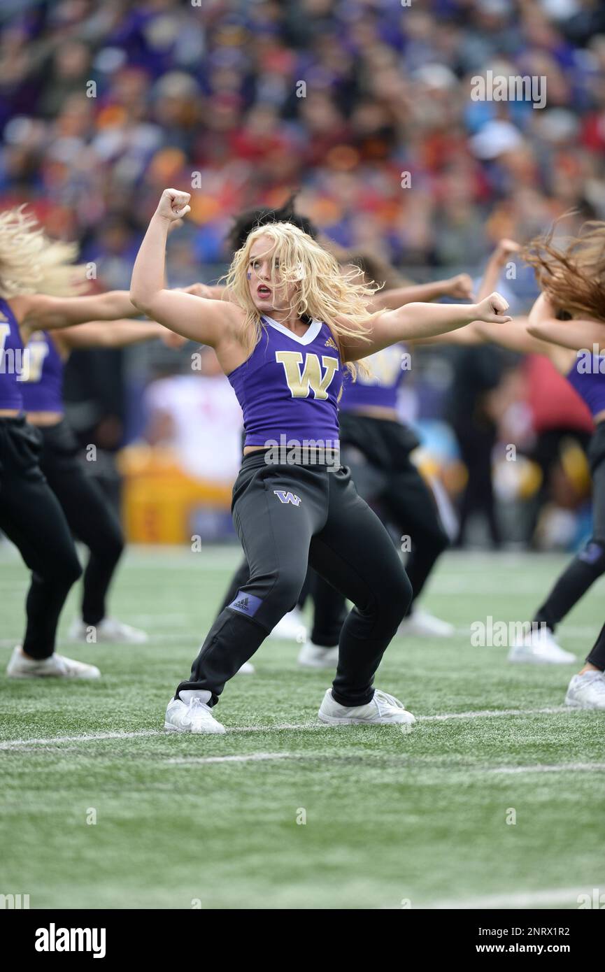 SEATTLE, WA - SEPTEMBER 28: The UW dance team perform during a timeout ...